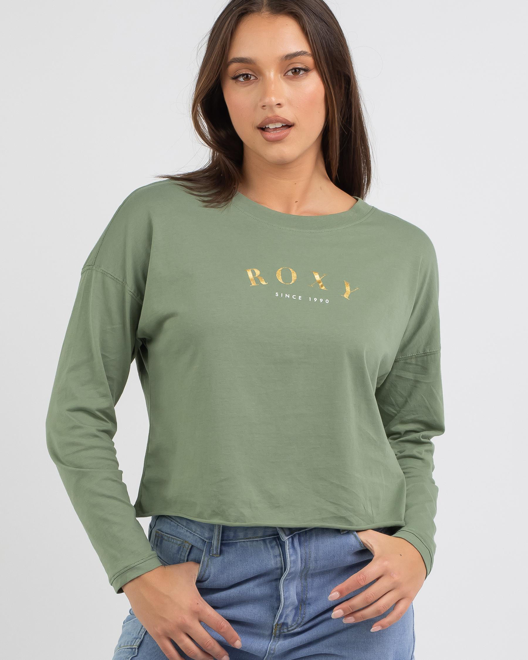 Shop Roxy Colours of Autumn Long Sleeve T-Shirt In Sea Spray - Fast ...