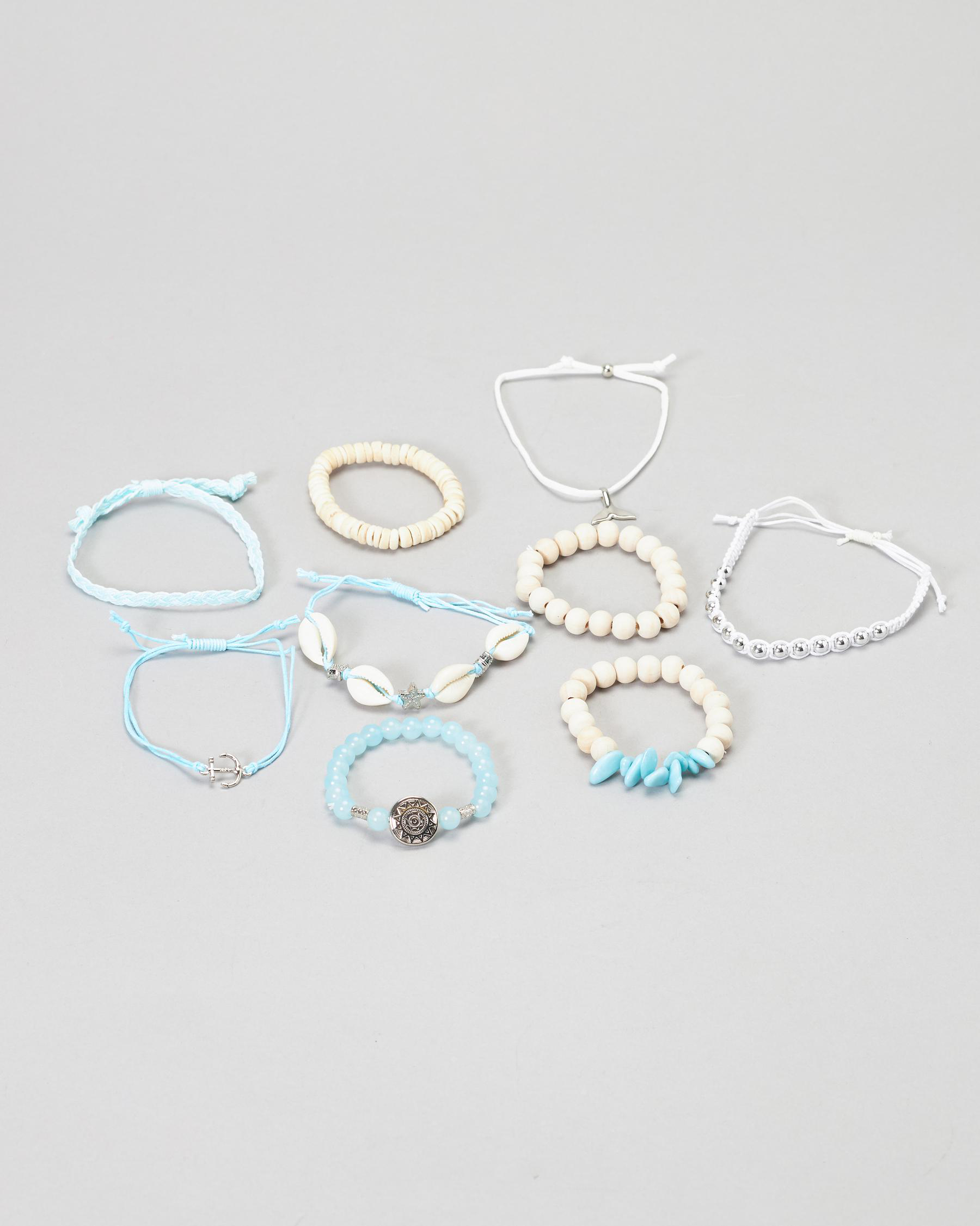 Shop Karyn In LA Mallory Wristband Pack In Turquoise/white/silver ...