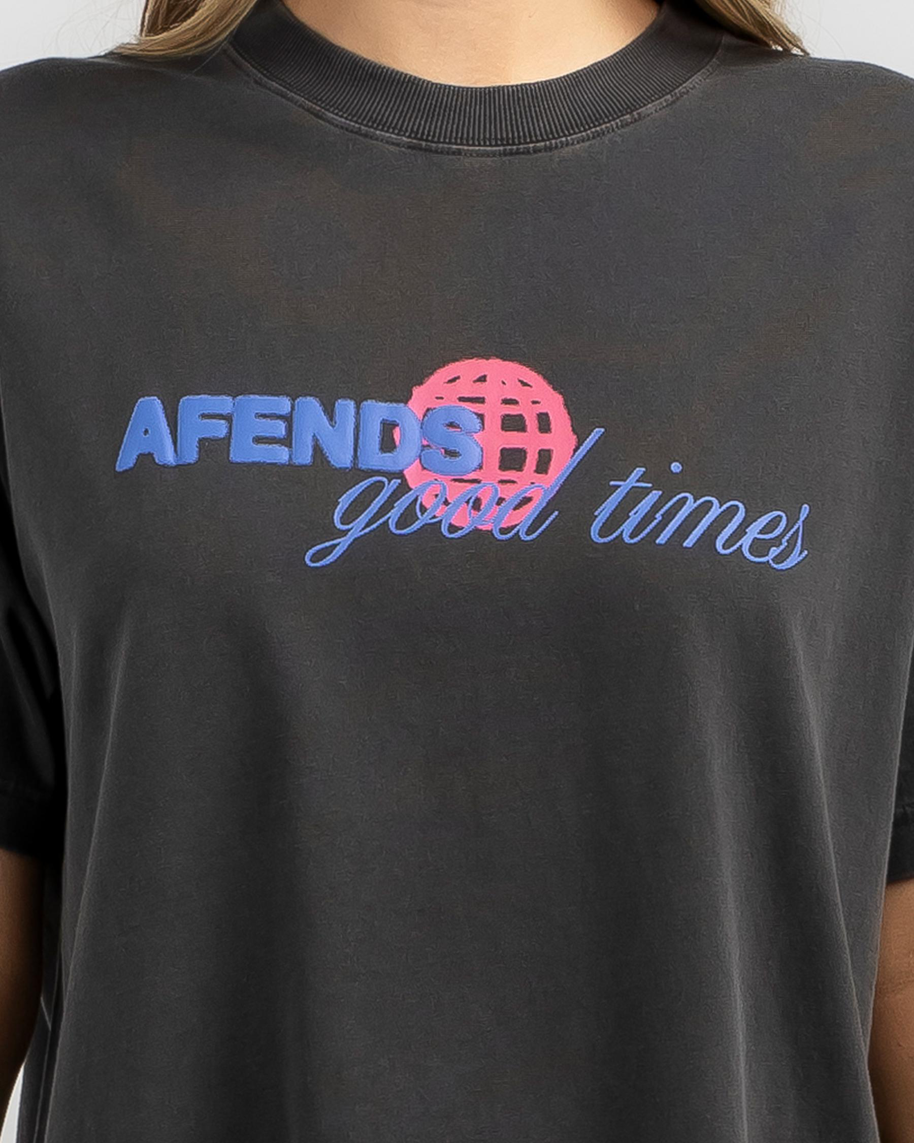 Shop Afends Good Times Recycled T-Shirt In Stone Black - Fast Shipping ...