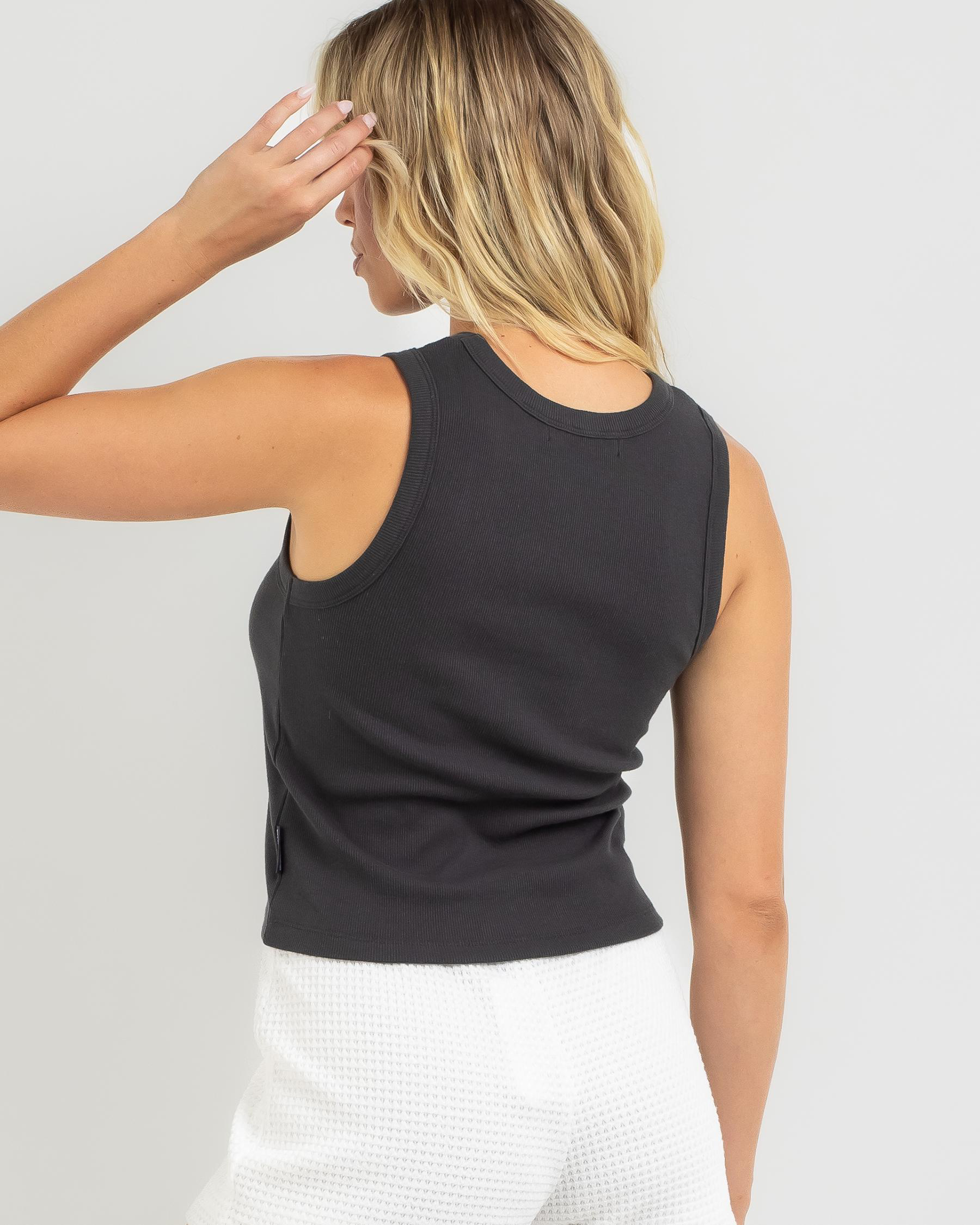 Shop Rip Curl Sonic Bloom Rib Tank Top In Washed Black - Fast Shipping ...