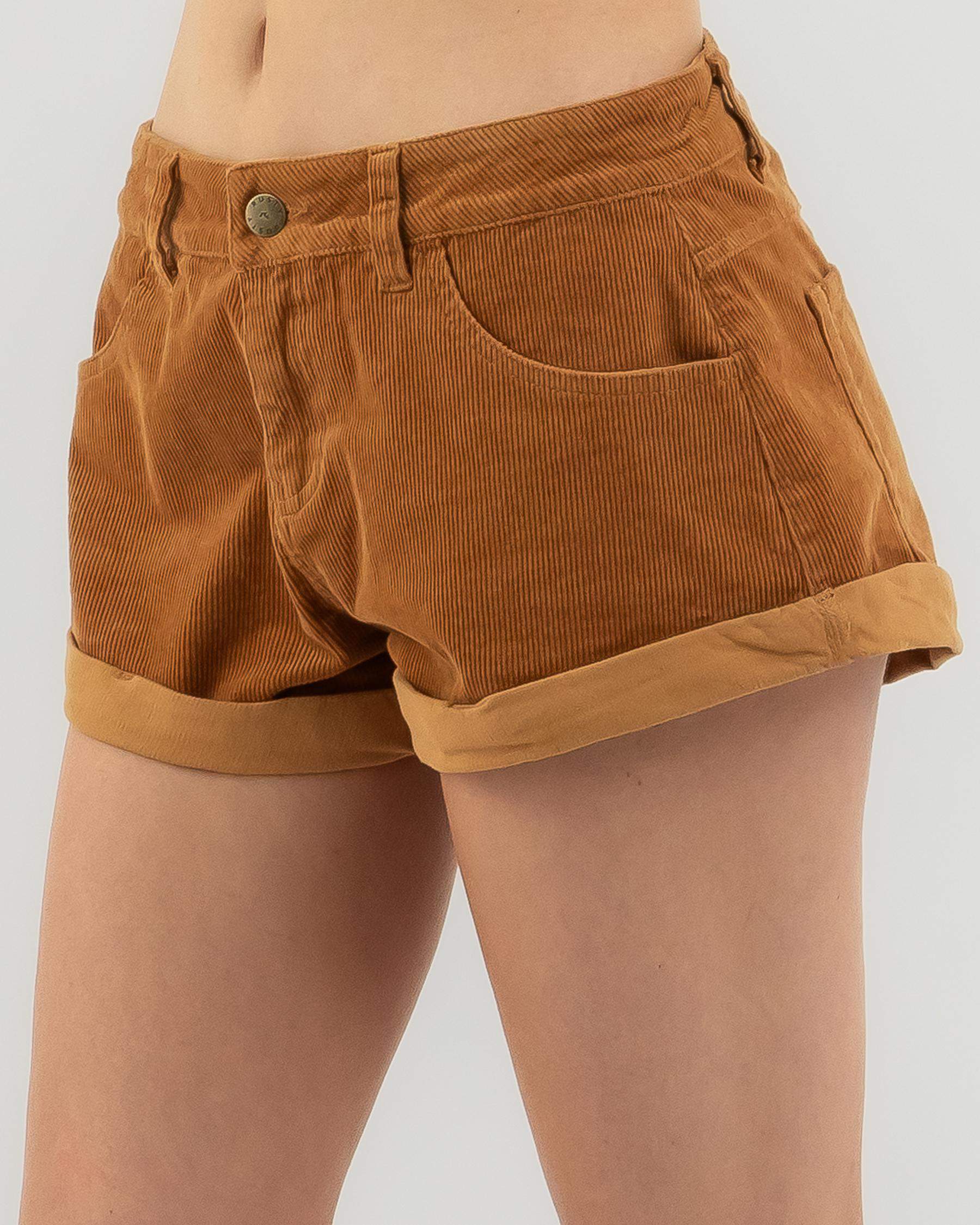 Shop Rusty It's No Secret Cord Shorts In Tan - Fast Shipping & Easy ...