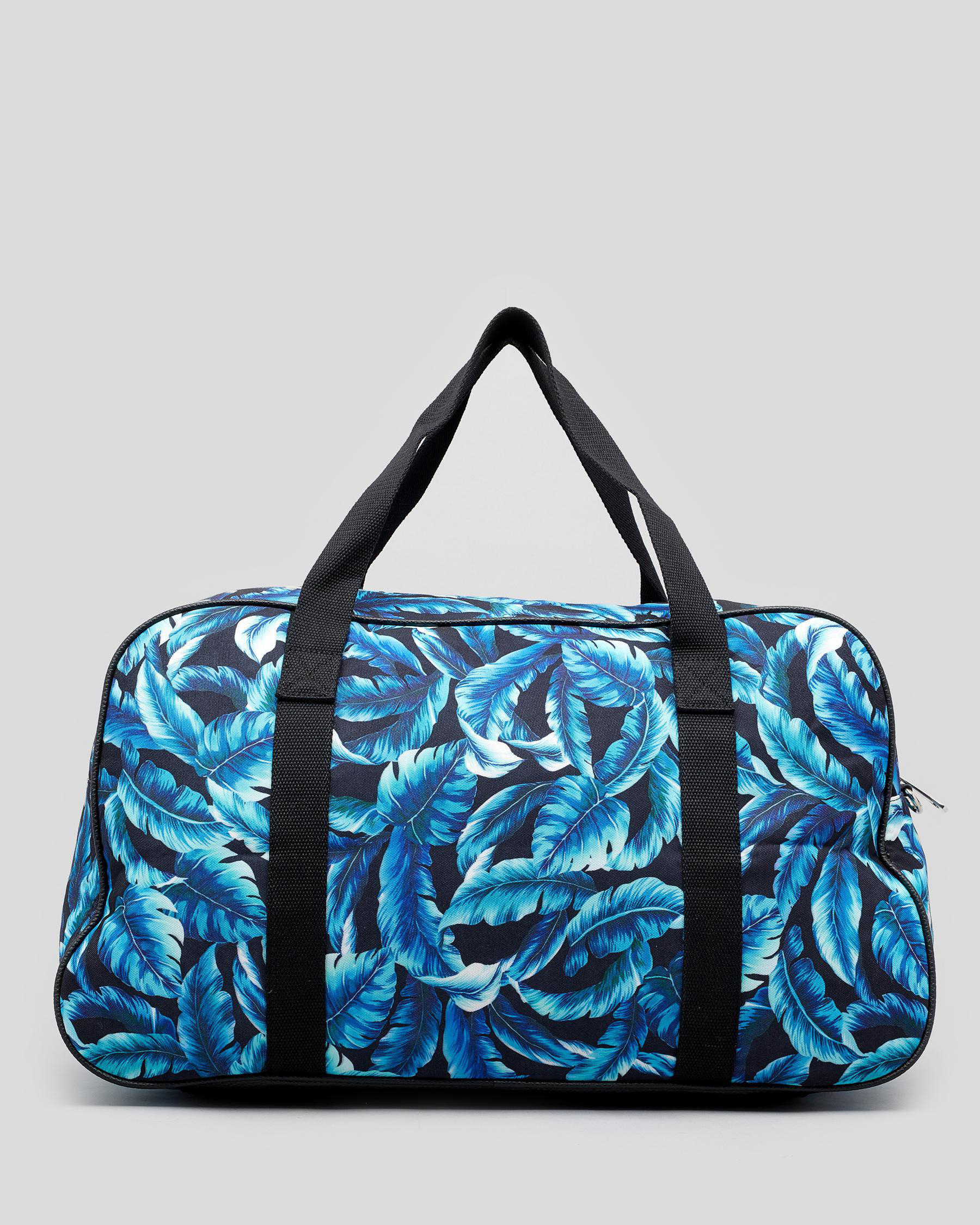 Shop Mooloola Rio Palm Travel Bag In Black/aqua - Fast Shipping & Easy ...