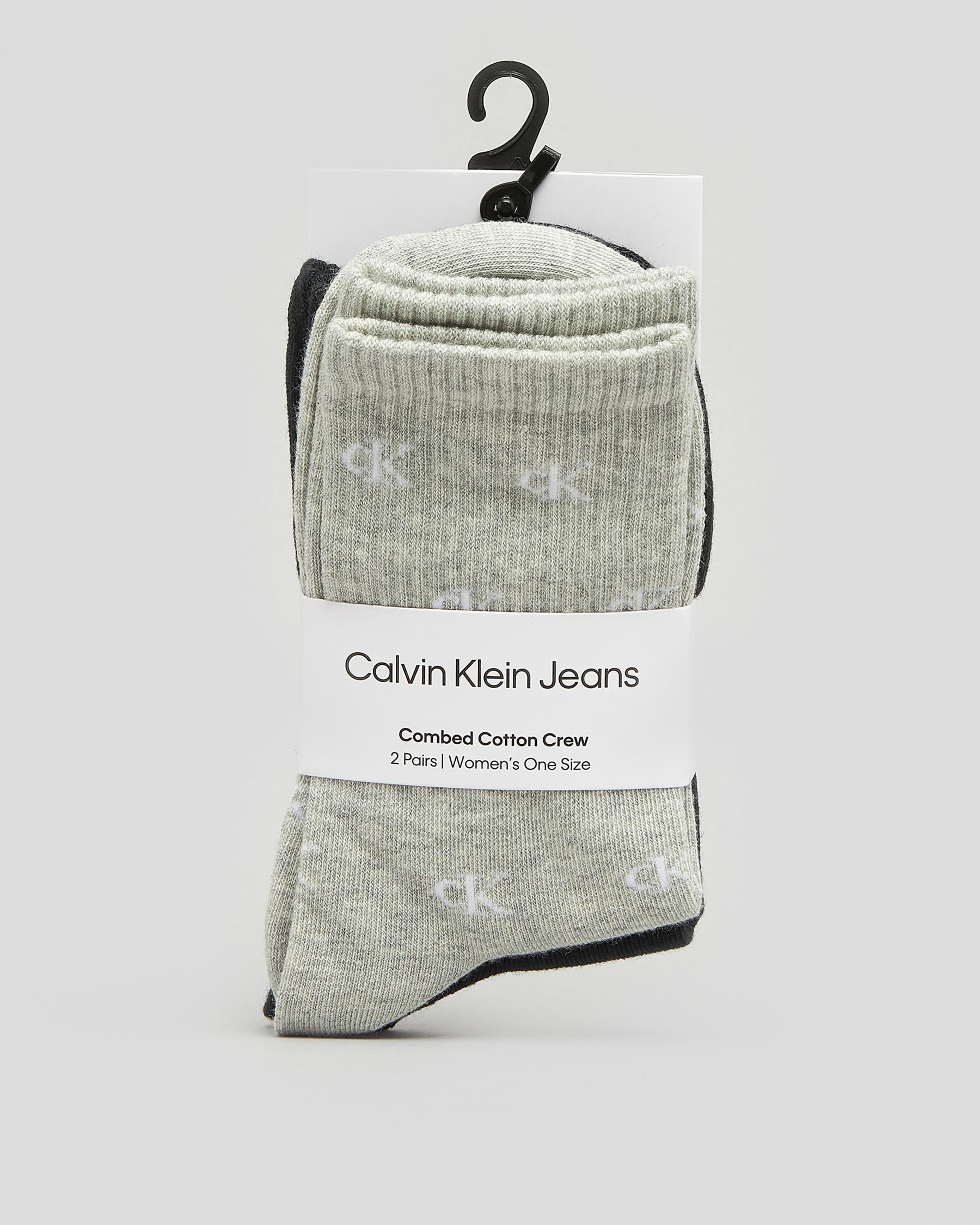 Shop Calvin Klein Womens Allover Monogram Casual Crew Sock Pack In ...