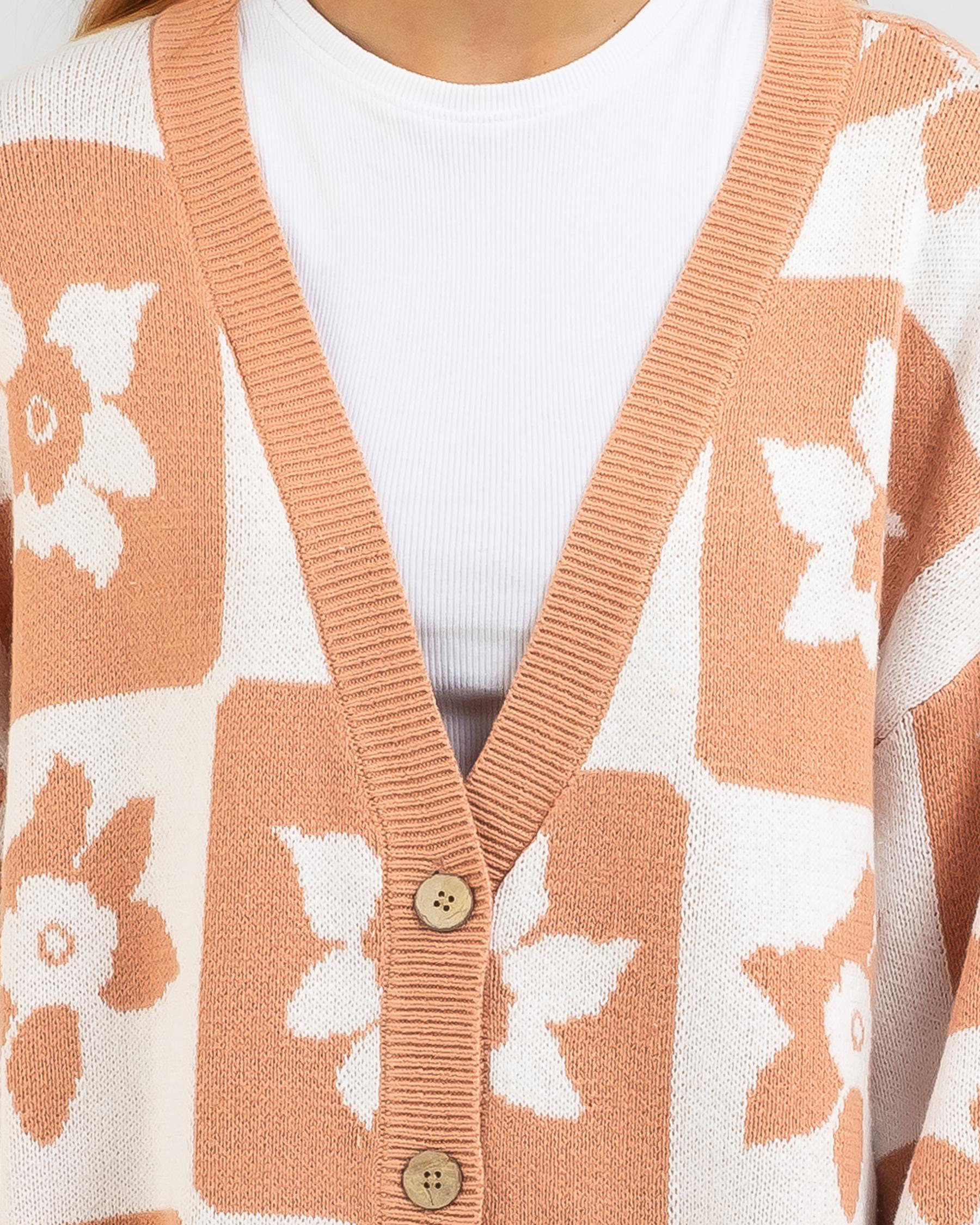 Shop Roxy Million Glory Knit Cardigan In Snow White One Love Check ...