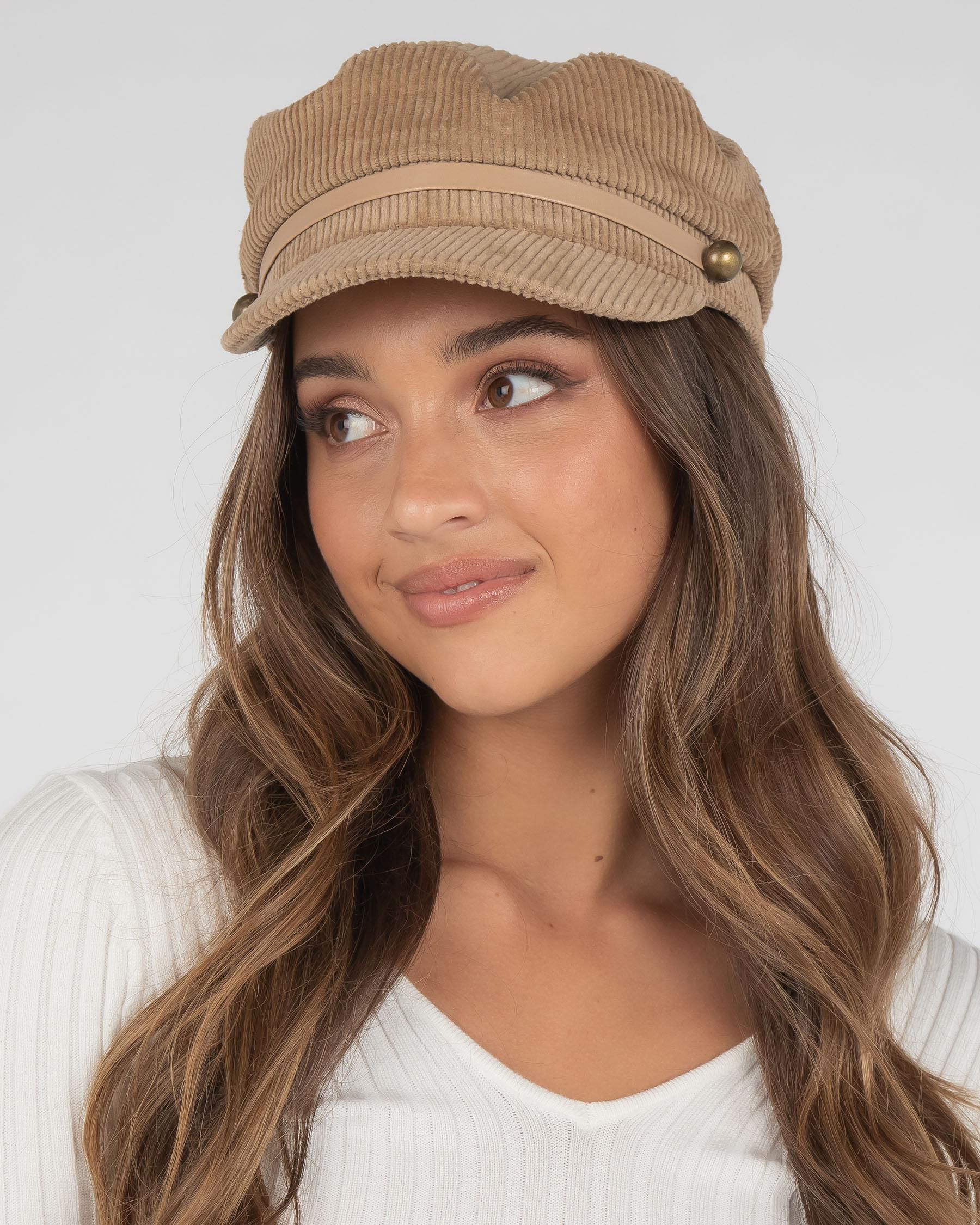 Shop Mooloola Savanna Lieutenant Cap In Milk Chocolate - Fast Shipping ...
