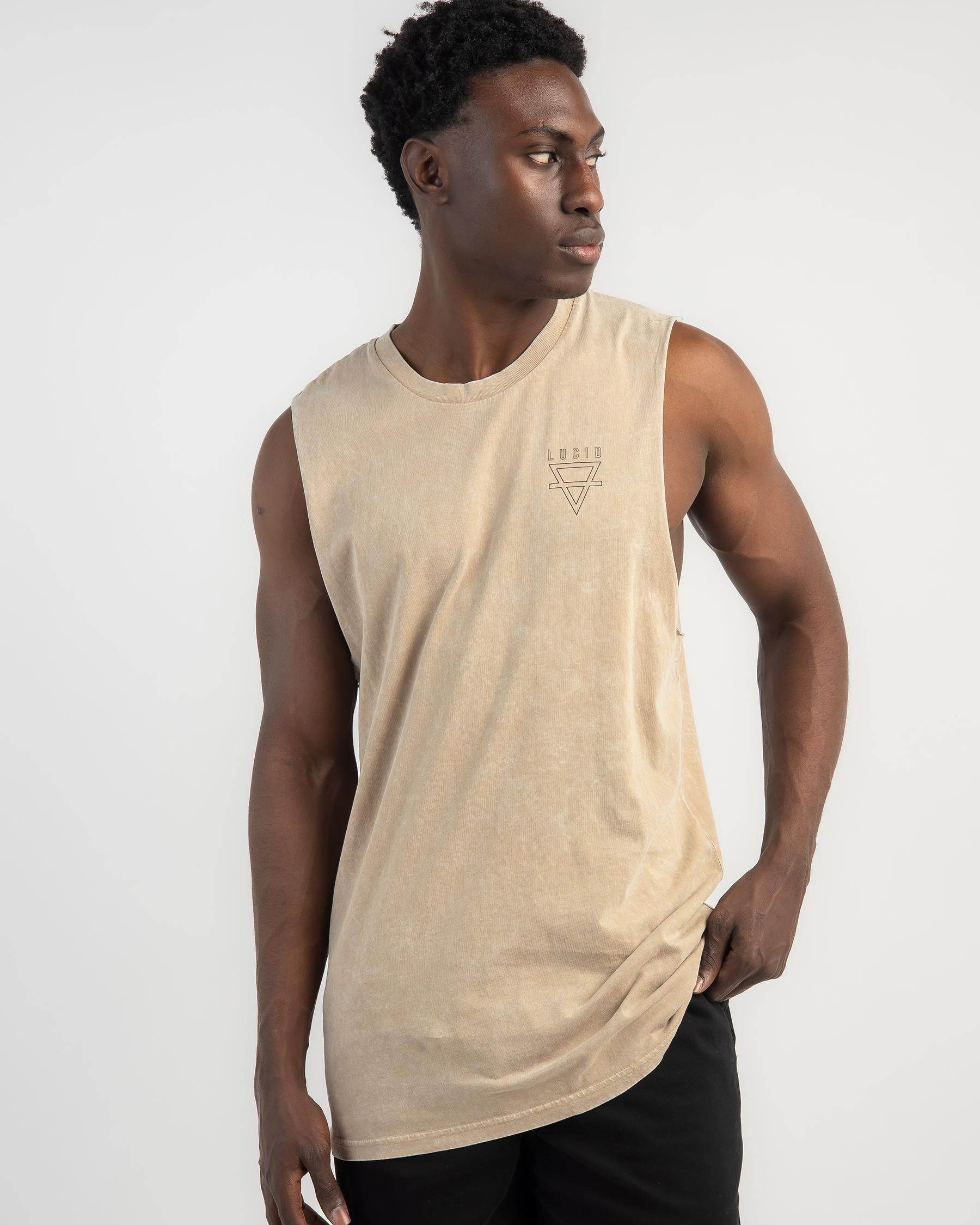 Shop Lucid Welded Muscle Tank In Sand Acid - Fast Shipping & Easy ...