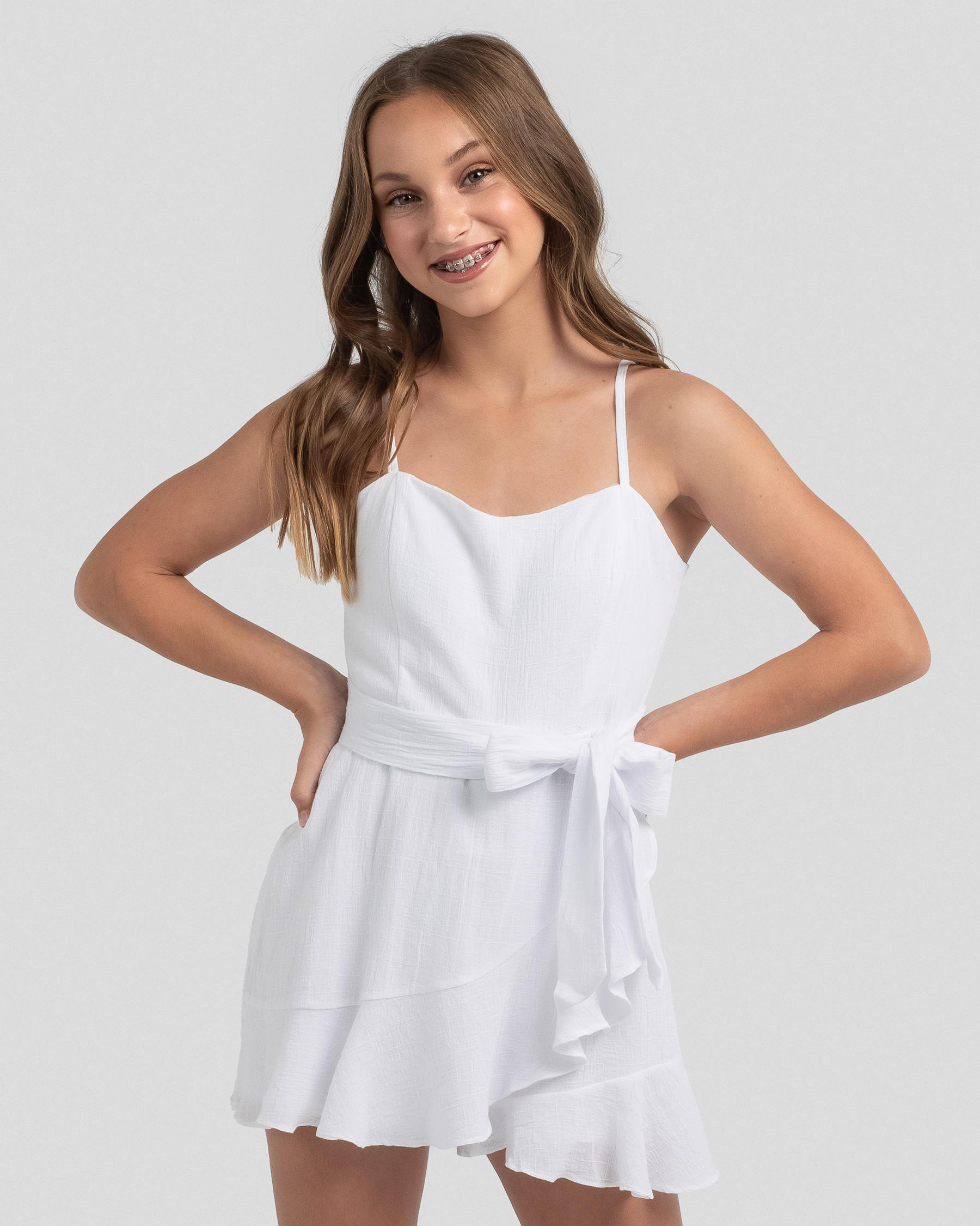 Shop Mooloola Girls' Ashanti Playsuit In White - Fast Shipping & Easy ...
