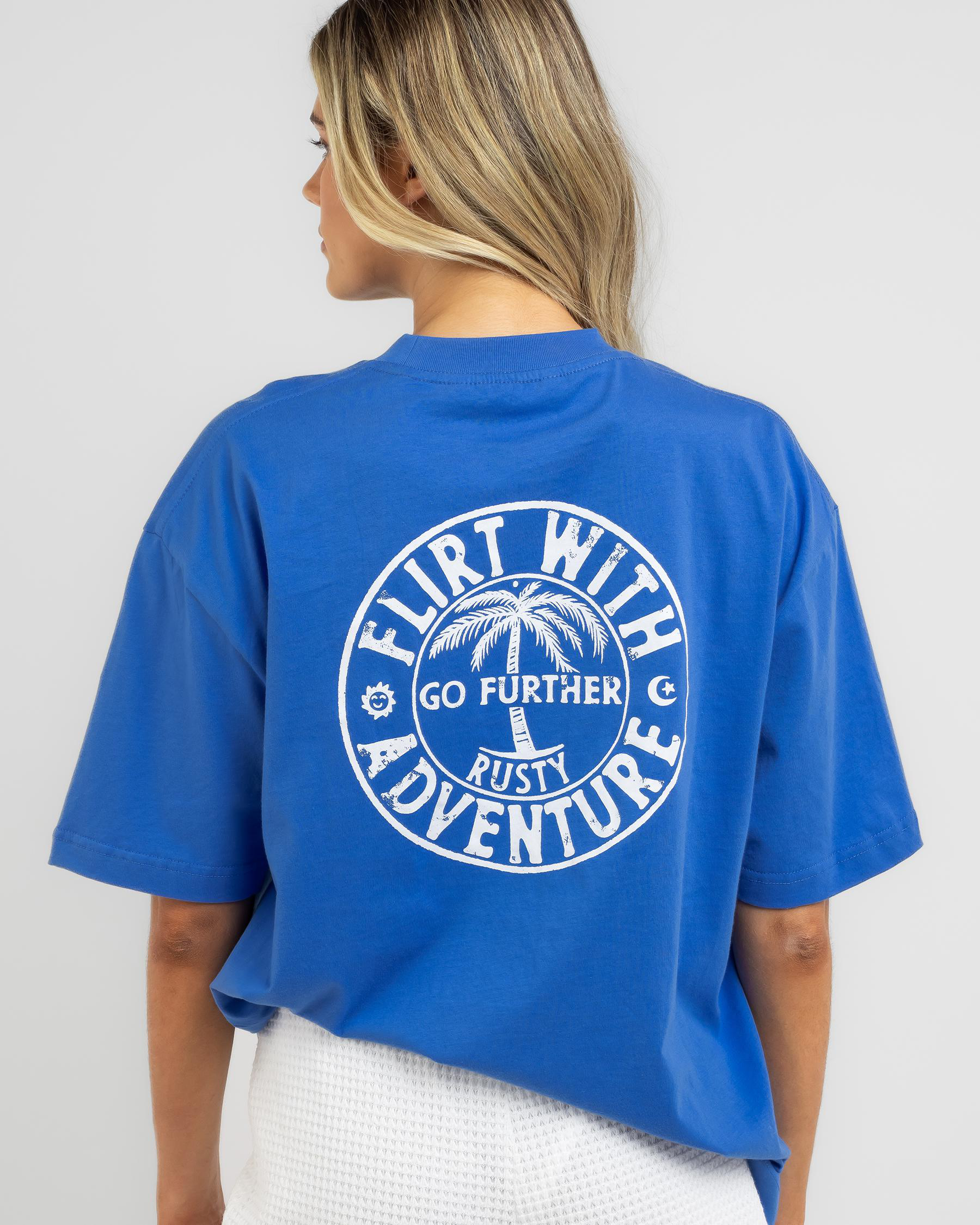 Shop Rusty Flirt Oversized T-Shirt In Blue Regatta - Fast Shipping ...