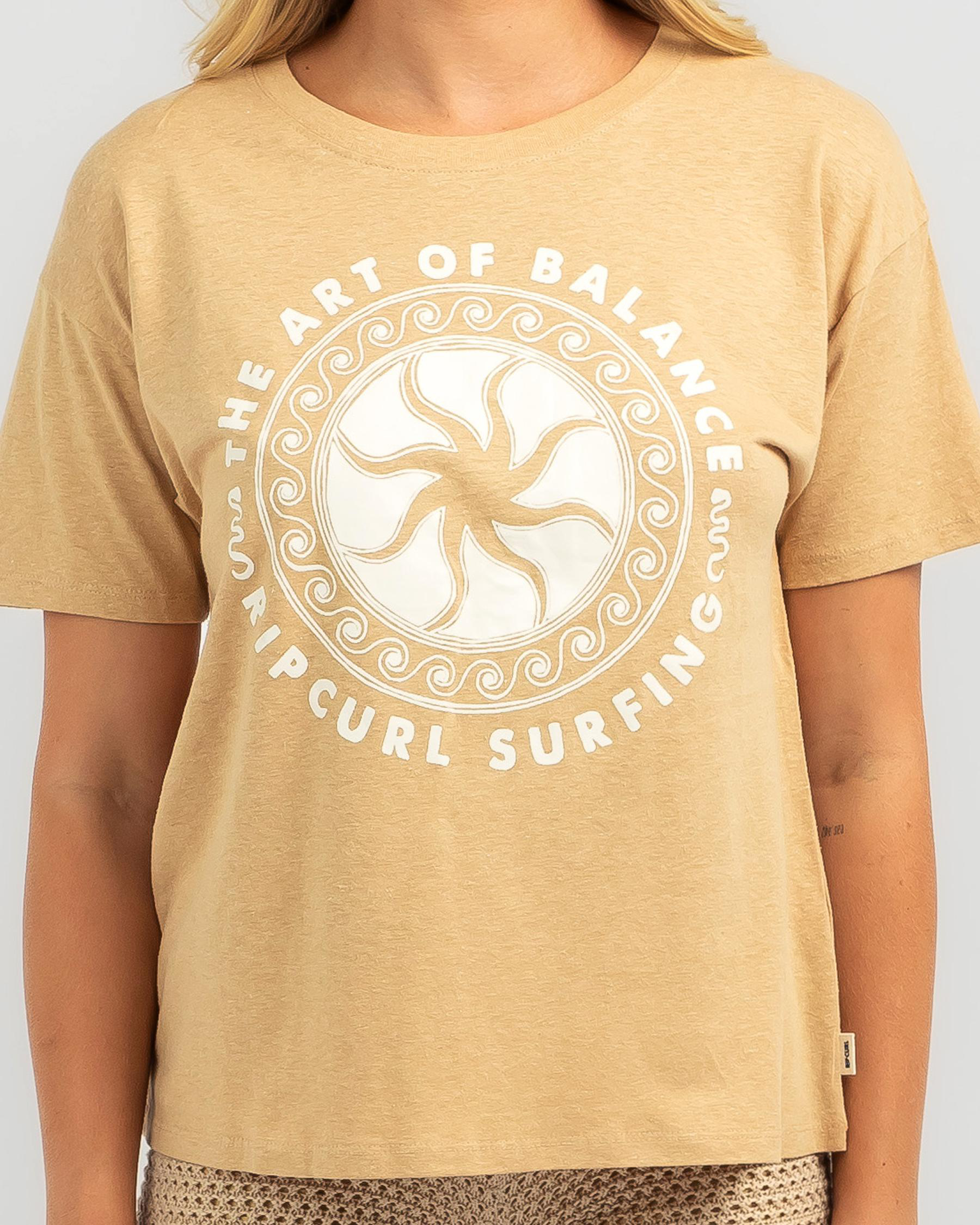 Shop Rip Curl Balance Relaxed T-Shirt In Tan - Fast Shipping & Easy ...
