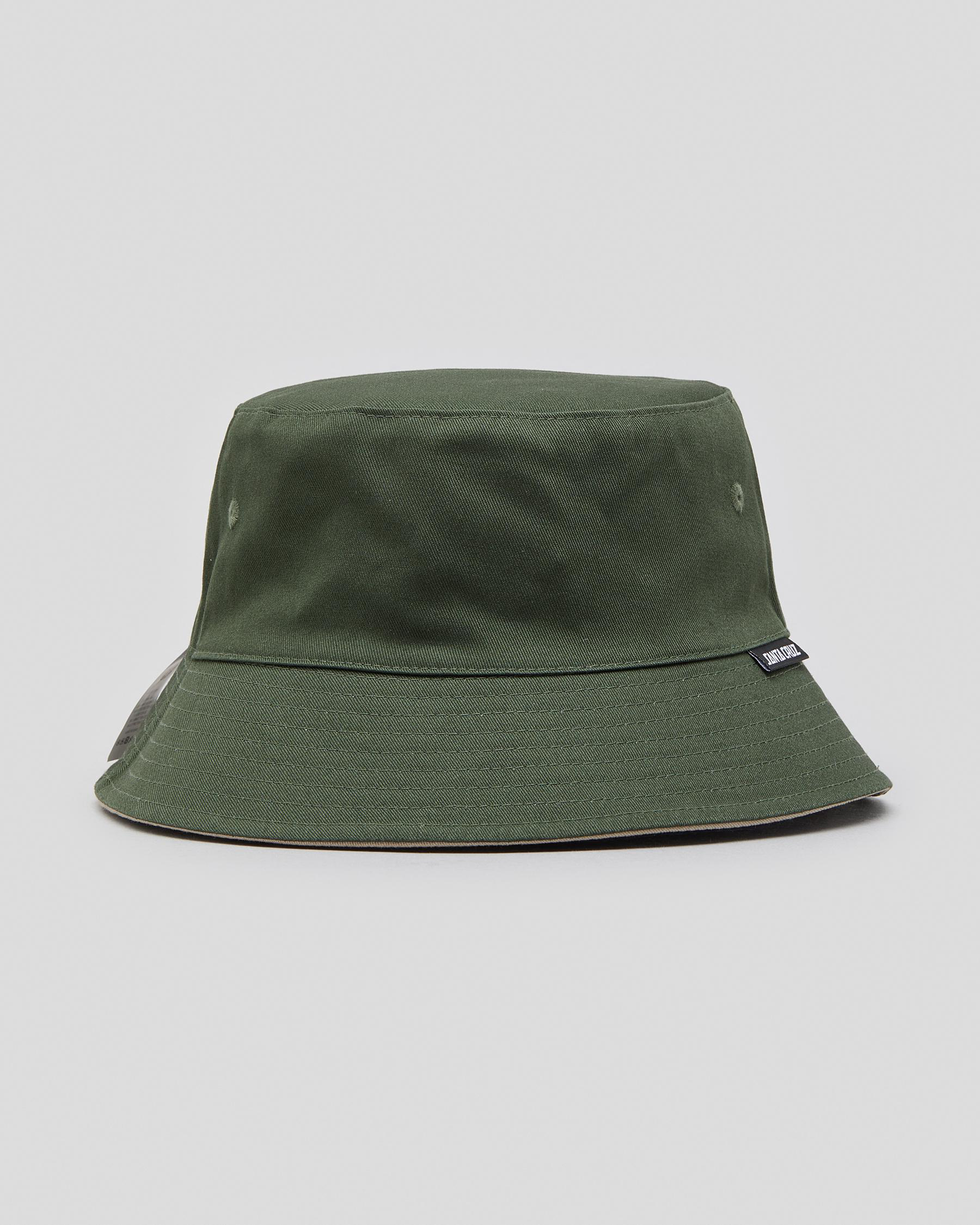 Shop Santa Cruz Reverse Dot Bucket Hat In Olive Green - Fast Shipping ...