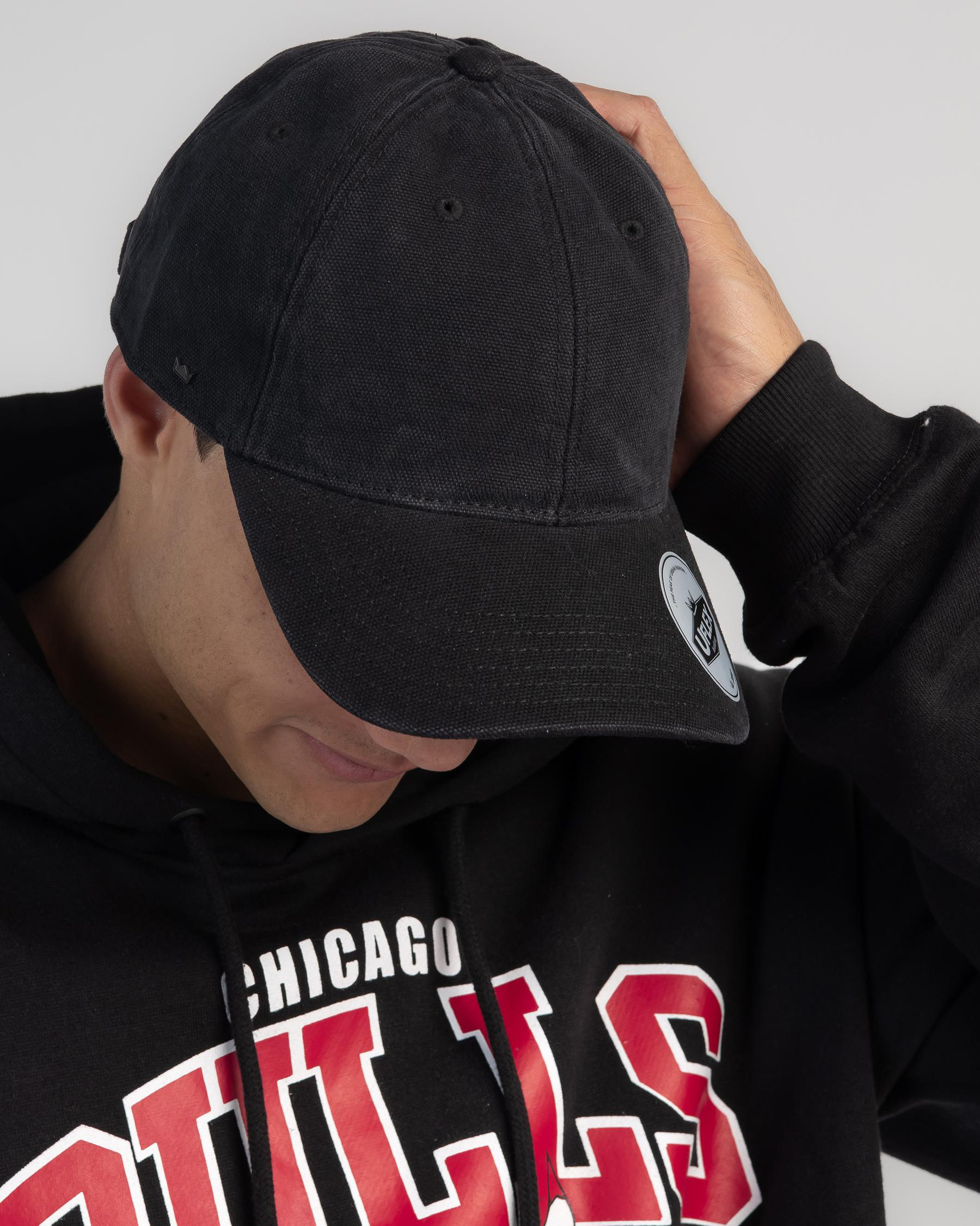 Shop UFlex Cotton Canvas Unstructured 6 Panel Cap In Black - Fast ...