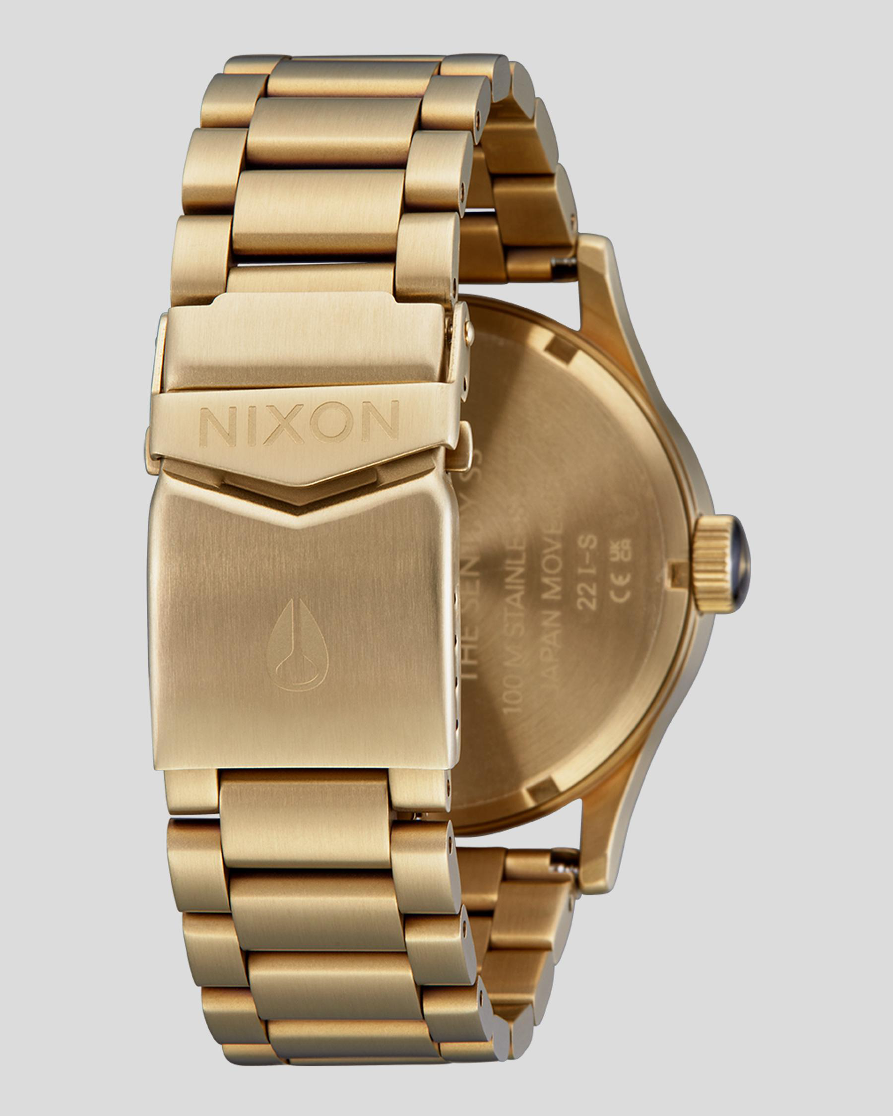 Shop Nixon Sentry Stainless Steel In Champagne / Black - Fast Shipping ...