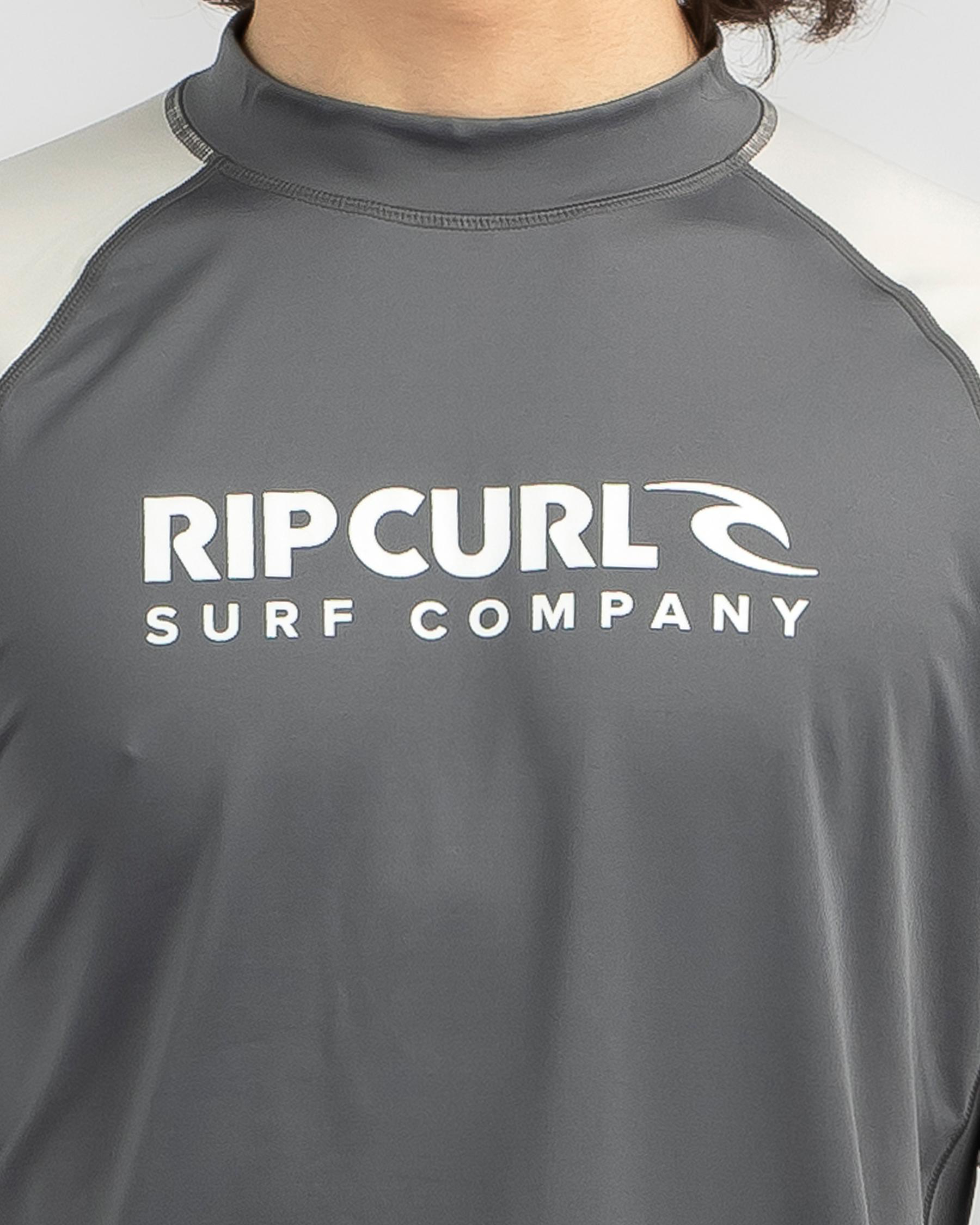 Shop Rip Curl Shock UPF Long Sleeve Rash Vest In Dark Grey - Fast ...