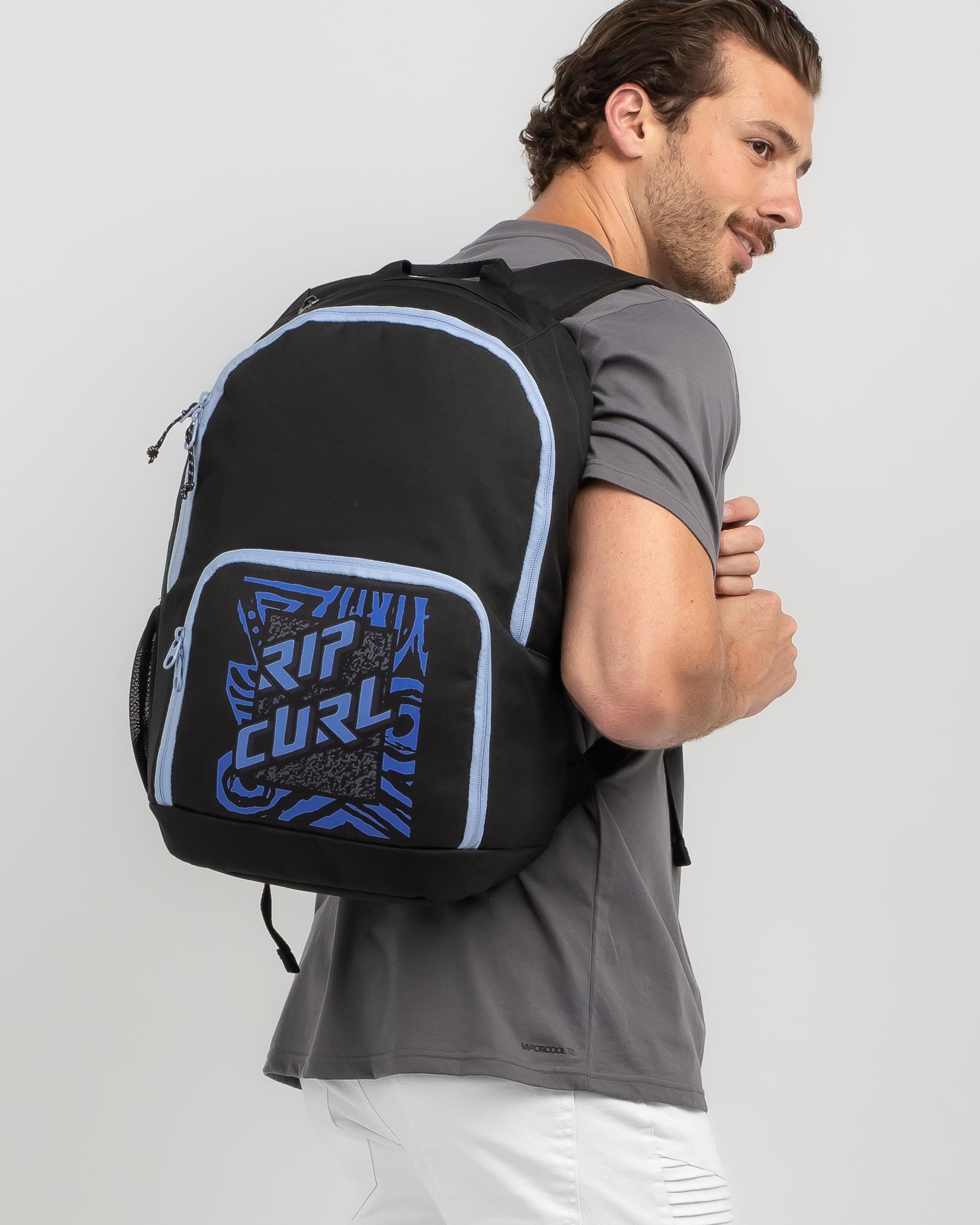 Shop Rip Curl Evo 24L Shred Rock Backpack In Black/blue/multi - Fast ...