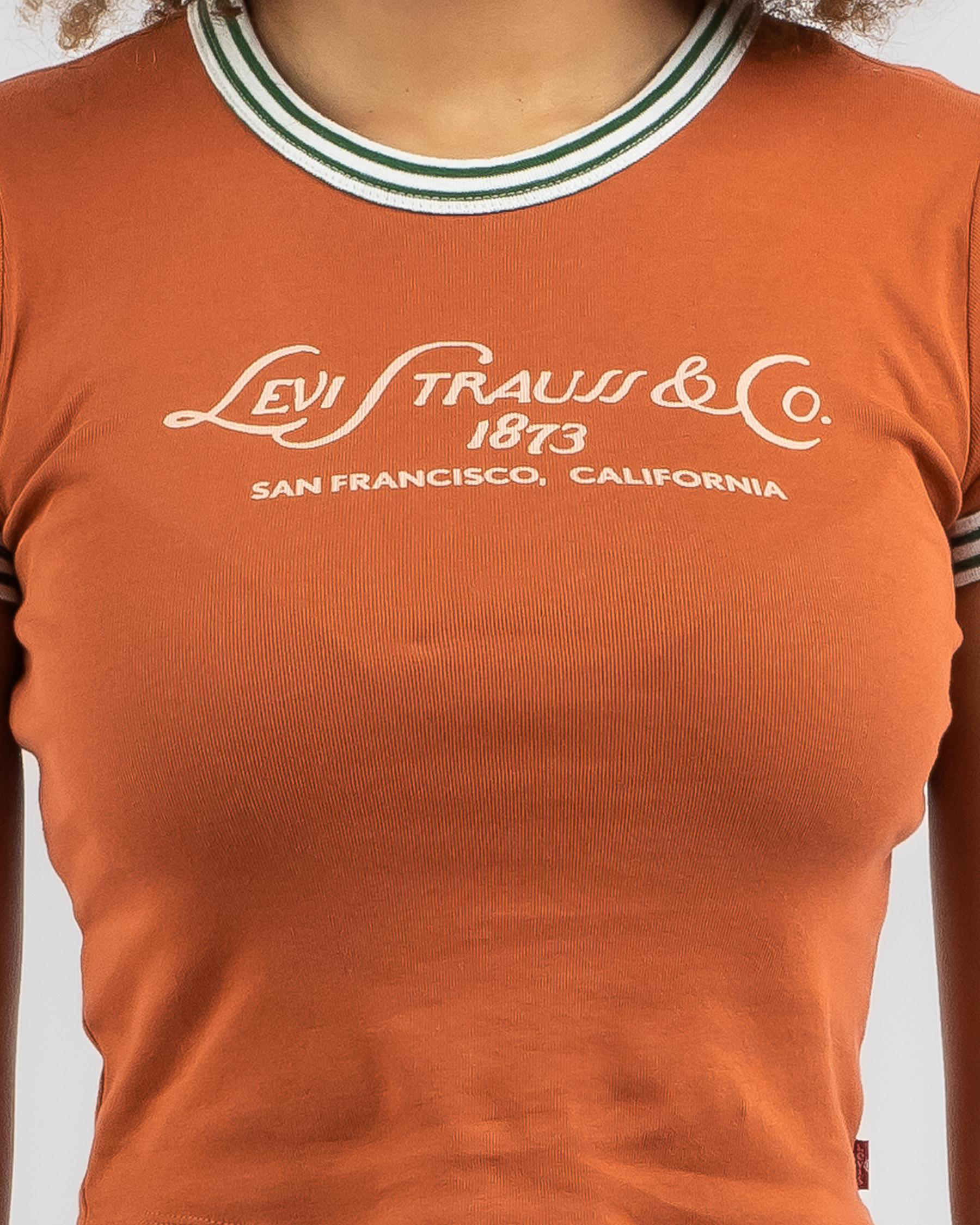 Shop Levi's Graphic Ringer Mini T-Shirt In Baked Clay/tofu - Fast ...