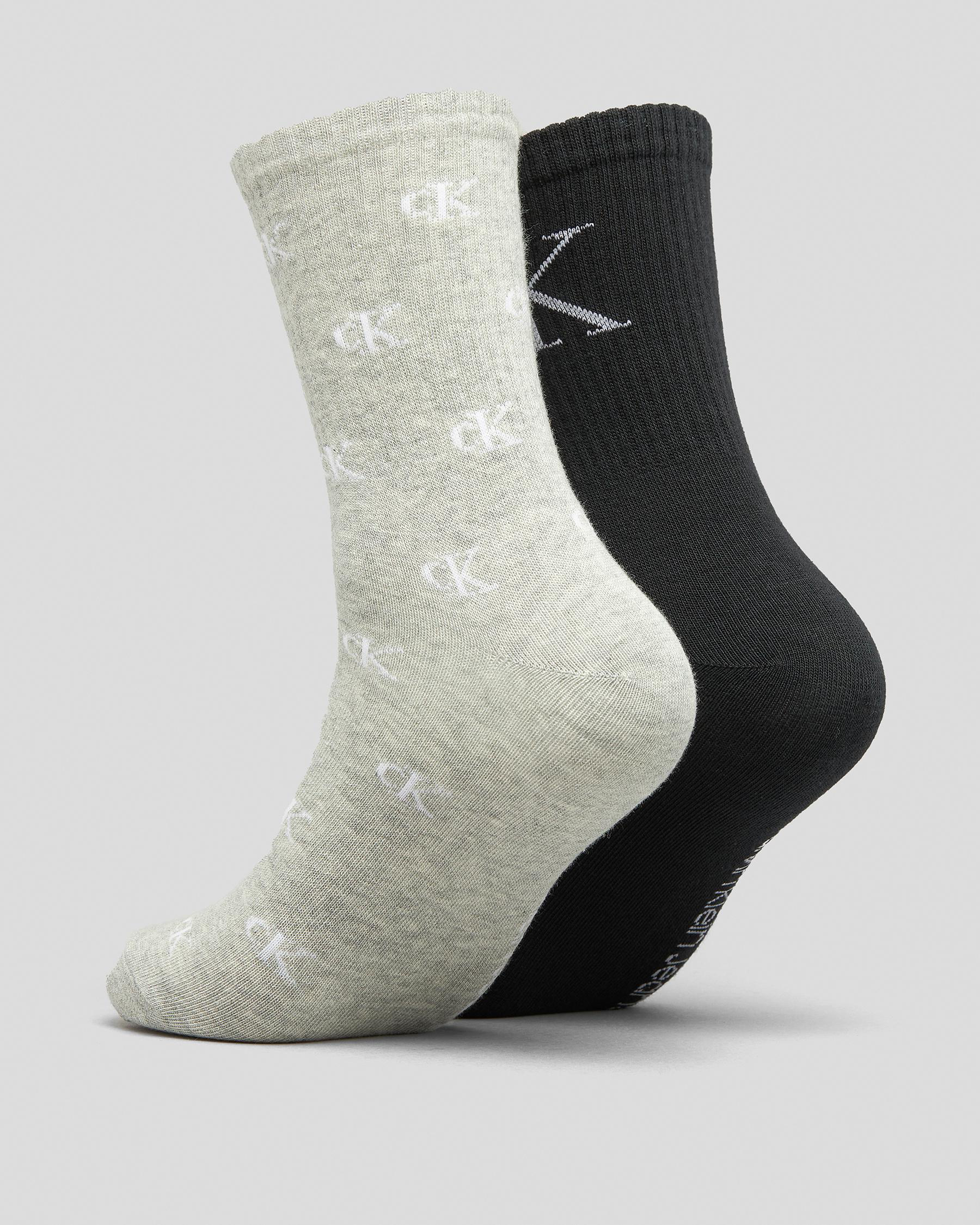 Shop Calvin Klein Womens Allover Monogram Casual Crew Sock Pack In ...