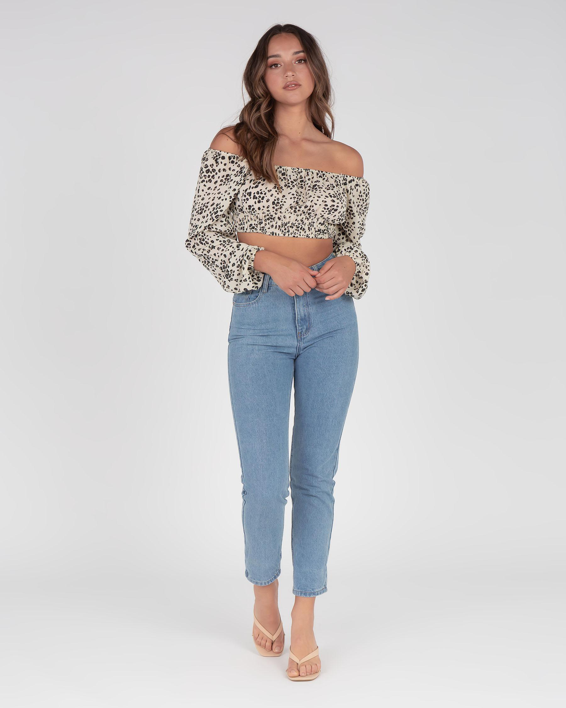 Shop Mooloola Mia Top In Leopard Beige - Fast Shipping & Easy Returns ...