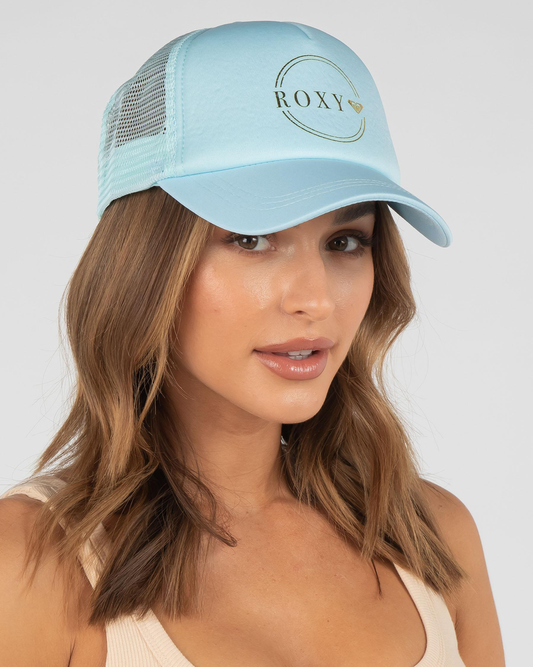 Shop Roxy Brennan Trucker Cap In Porcelain Blue - Fast Shipping & Easy ...