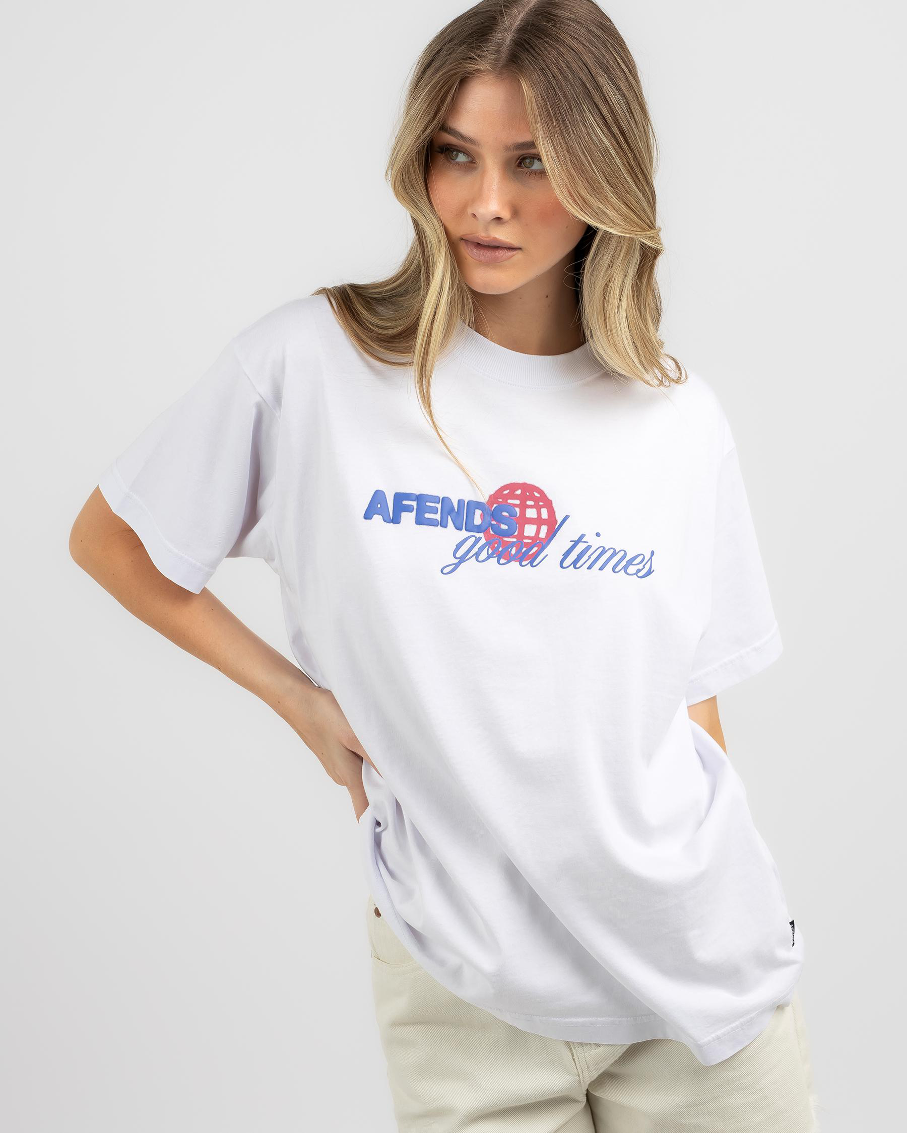 Shop Afends Good Times Recycled T-Shirt In White - Fast Shipping & Easy ...
