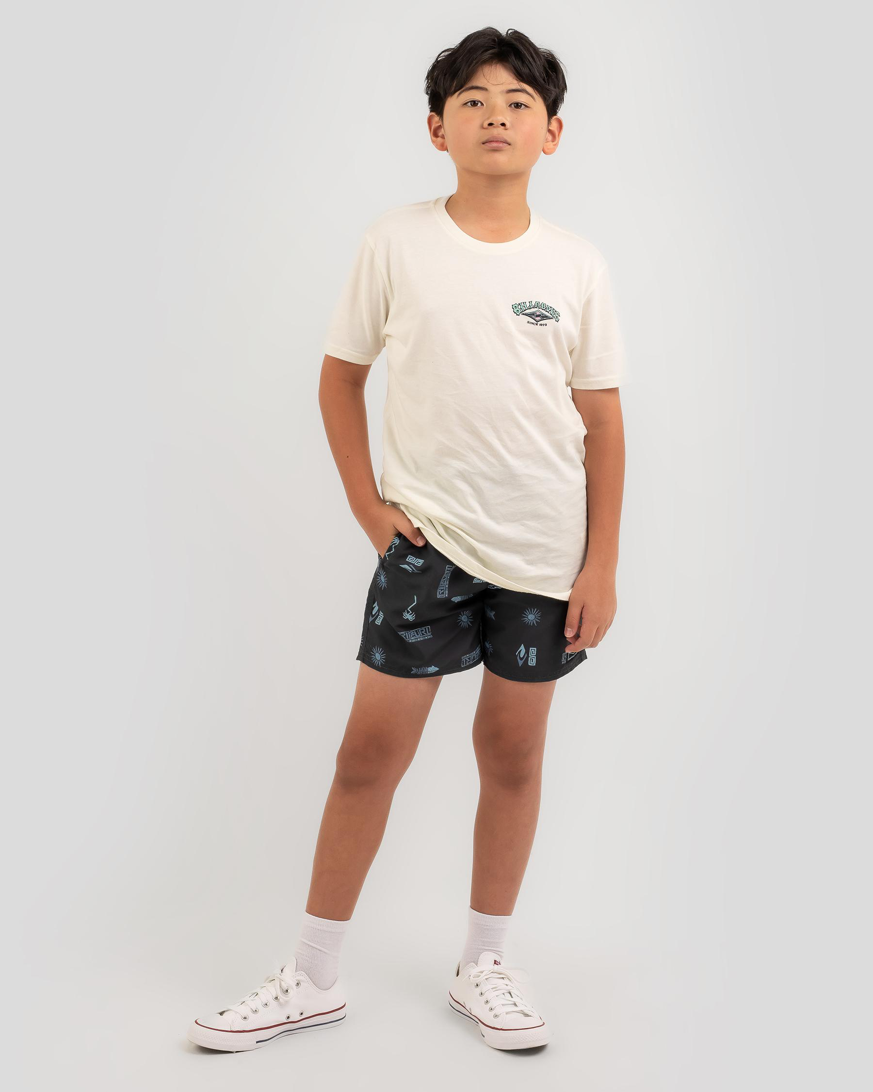 Shop Rip Curl Boys' Tube Heads Sun Volley Board Shorts In Black - Fast ...