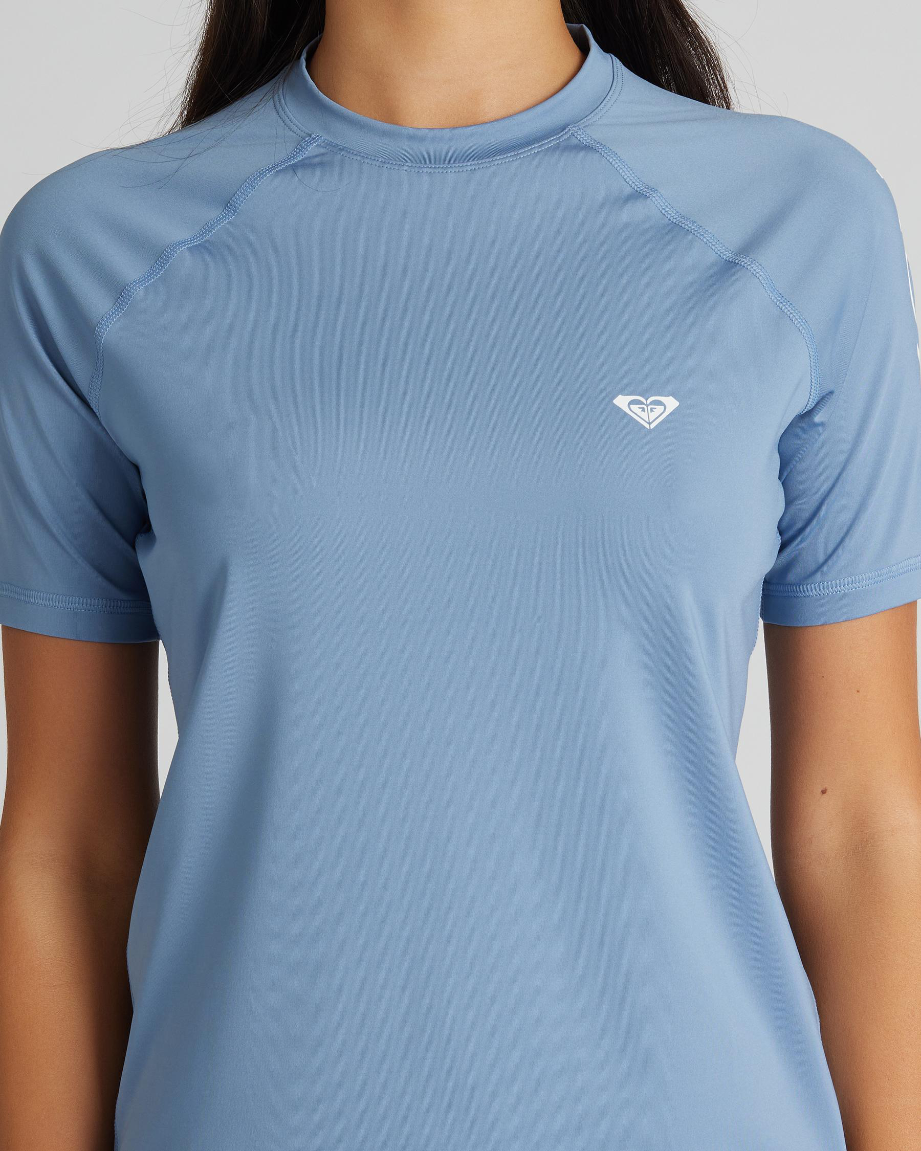 Shop Roxy Essential Short Sleeve Rash Vest In Infinity Blue - Fast ...