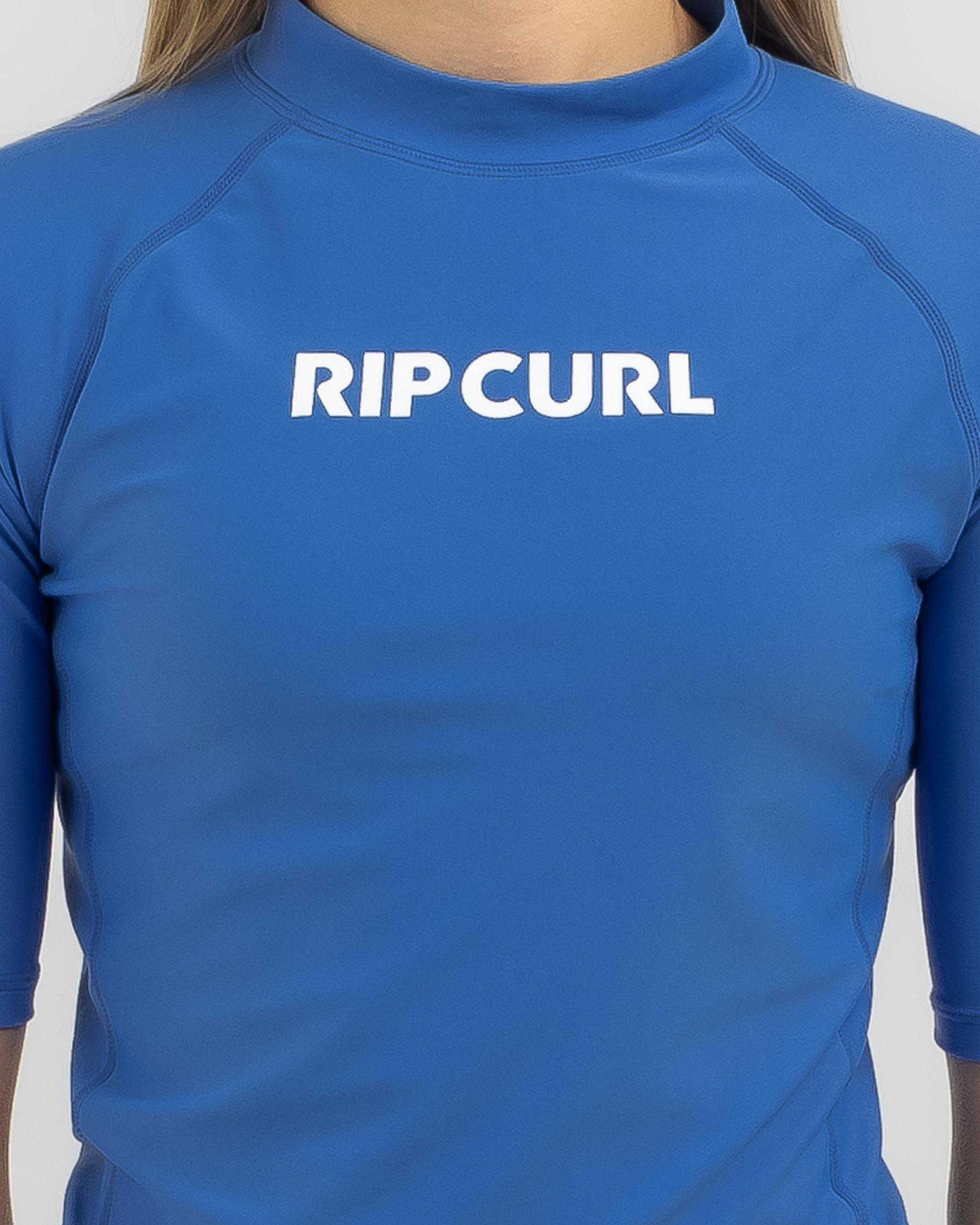 Rip Curl Girls' Classic Surf Short Sleeve Rash Vest In Blue - FREE ...