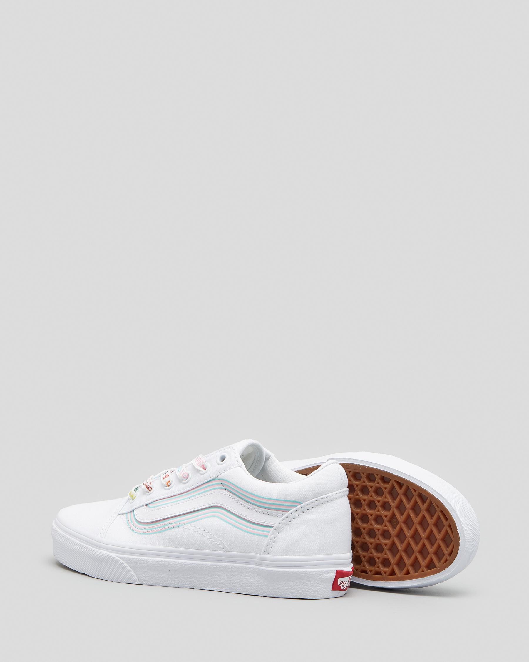 Shop Vans Girls' Old Skool Shoes In White/true White - Fast Shipping ...