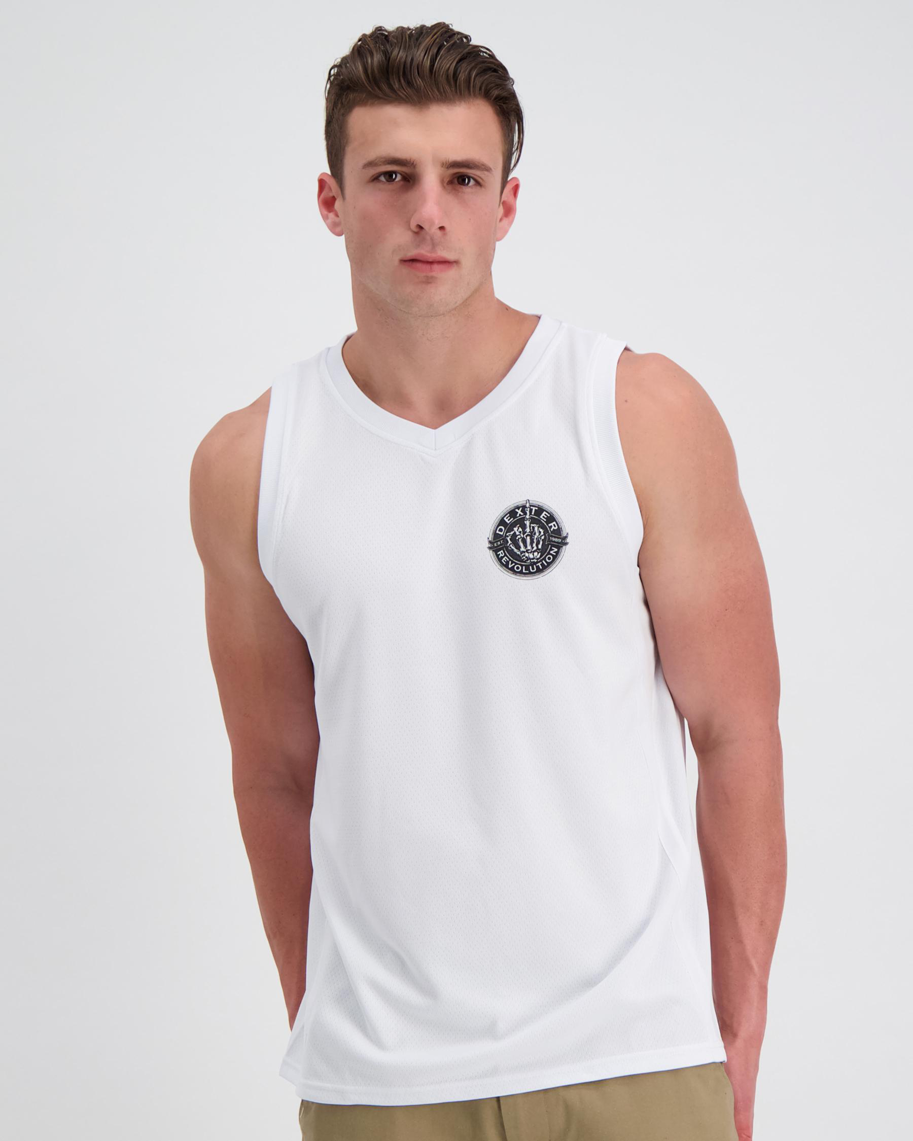 Shop Dexter Bare Bones Mesh Singlet In White - Fast Shipping & Easy ...
