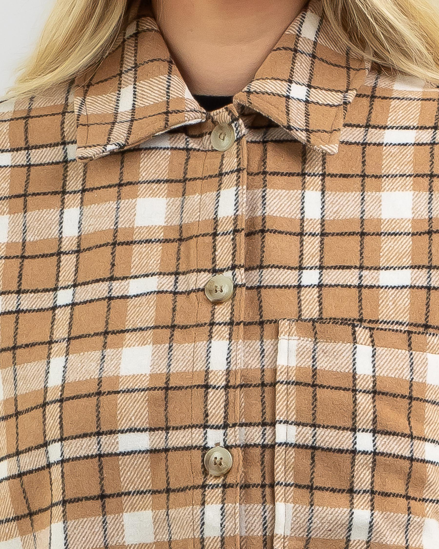 Shop Ava And Ever Toronto Flannel Long Sleeve Shirt In Beige Check ...