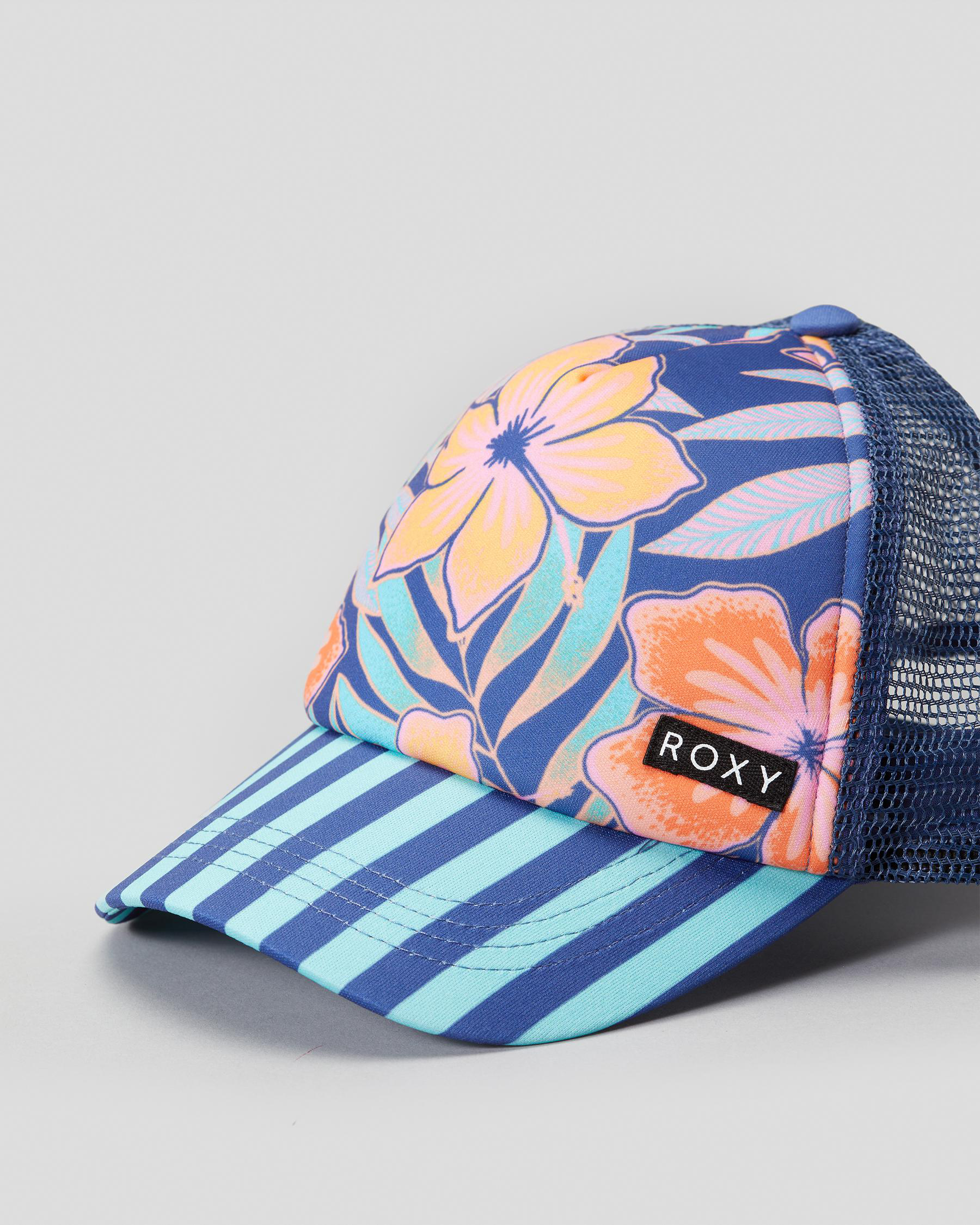 Shop Roxy Girls' Honey Coconut Trucker Cap In Marlin Funky Palm - Fast ...