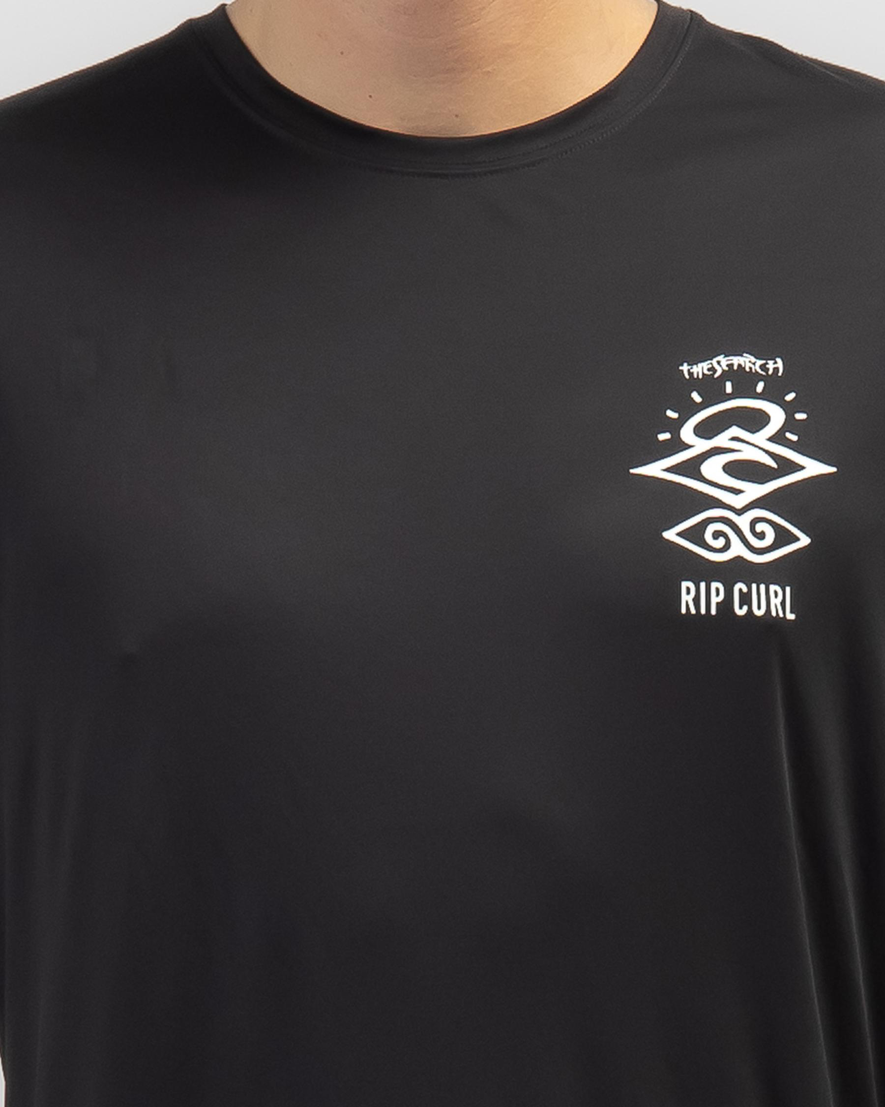 Shop Rip Curl Icons Surflite UPF Short Sleeve Rash Vest In Black - Fast ...