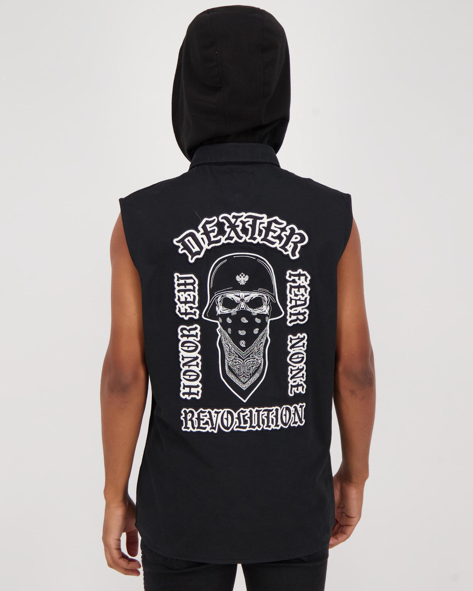Shop Dexter Fear None Hooded Vest In Black - Fast Shipping & Easy ...