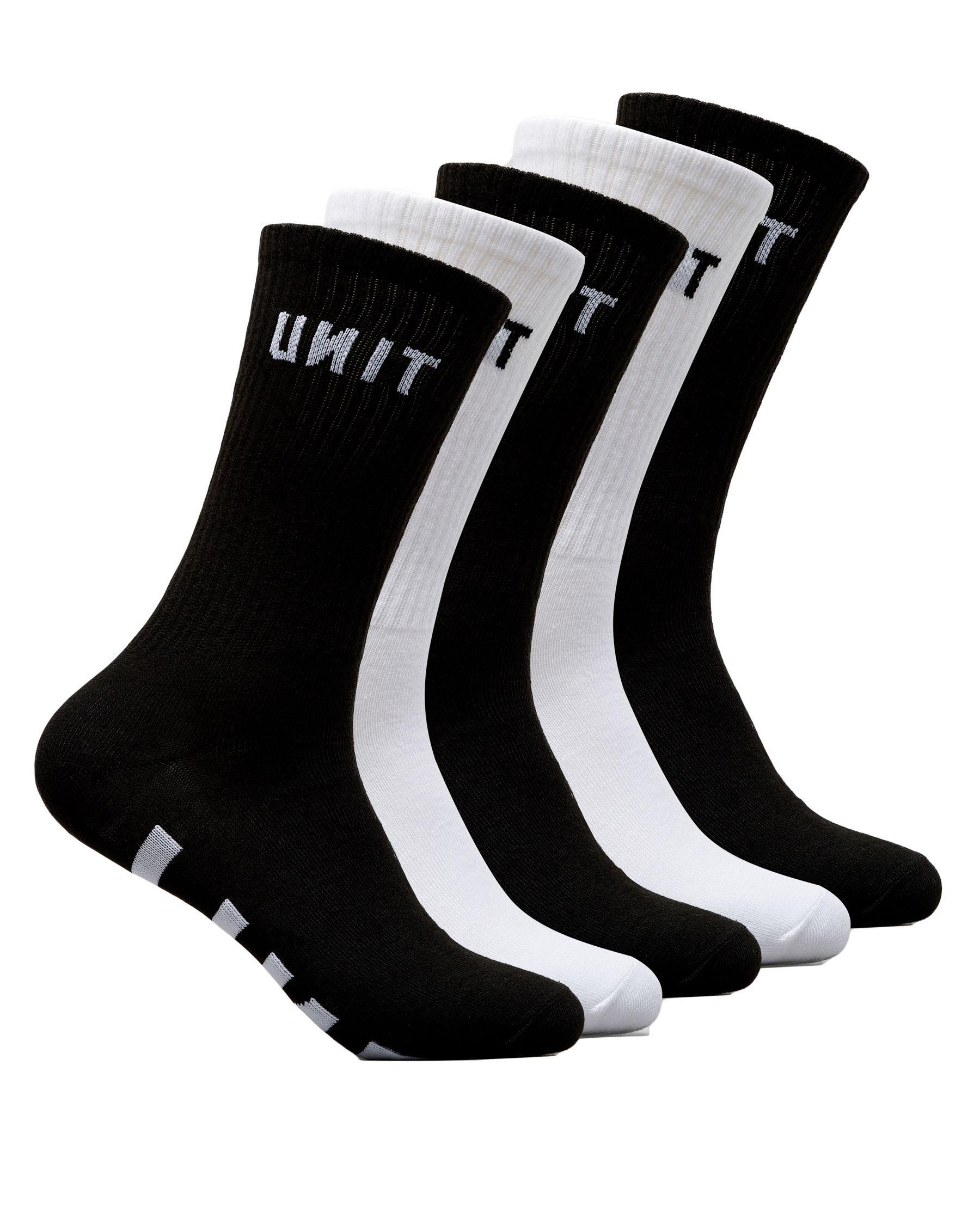 Shop Unit HI Lux Crew Socks 5 Pack In Black/white - Fast Shipping ...