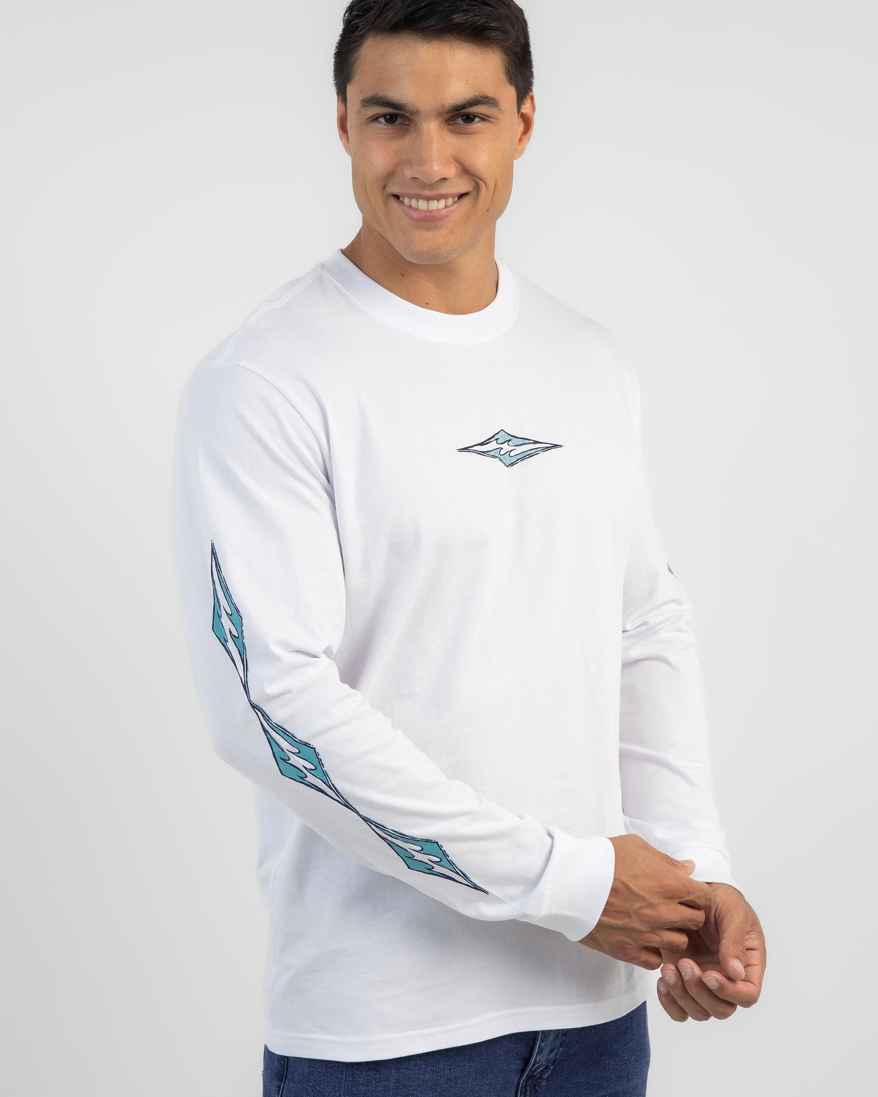 Shop Billabong Core Diamond Long Sleeve T-Shirt In White - Fast ...