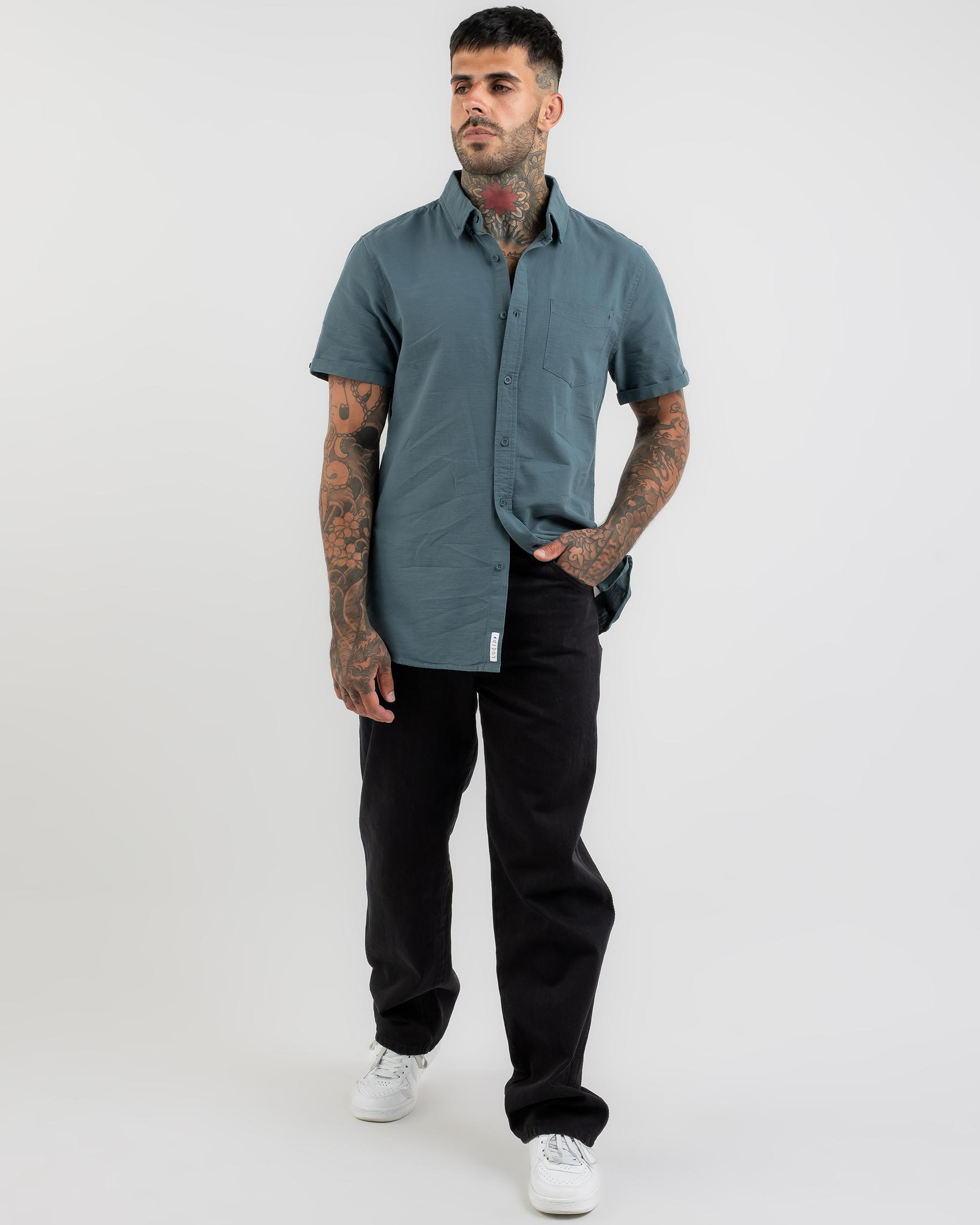 Shop Lucid Virtuous Short Sleeve Shirt In Teal - Fast Shipping & Easy ...
