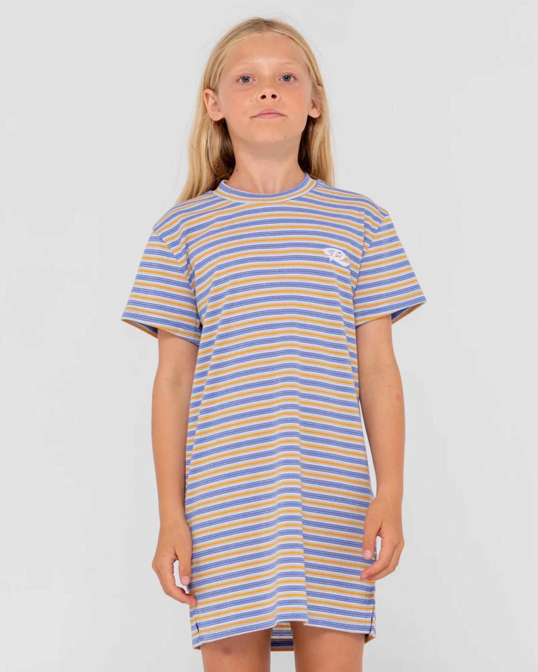 Shop Rusty Girls' Camila Strip Tee Dress In Yonder Blue - Fast Shipping ...