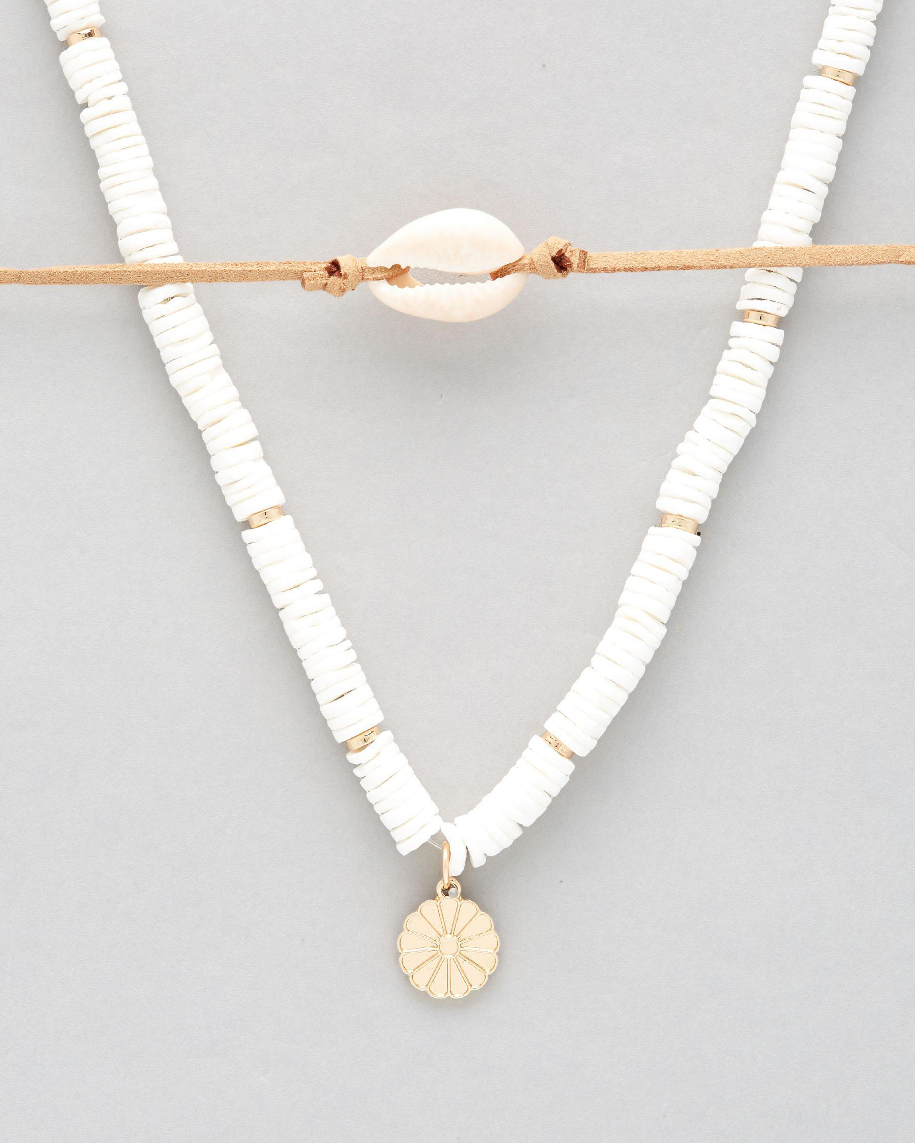 Karyn In LA Caelan Necklace Pack In White/tan/gold - Fast Shipping ...