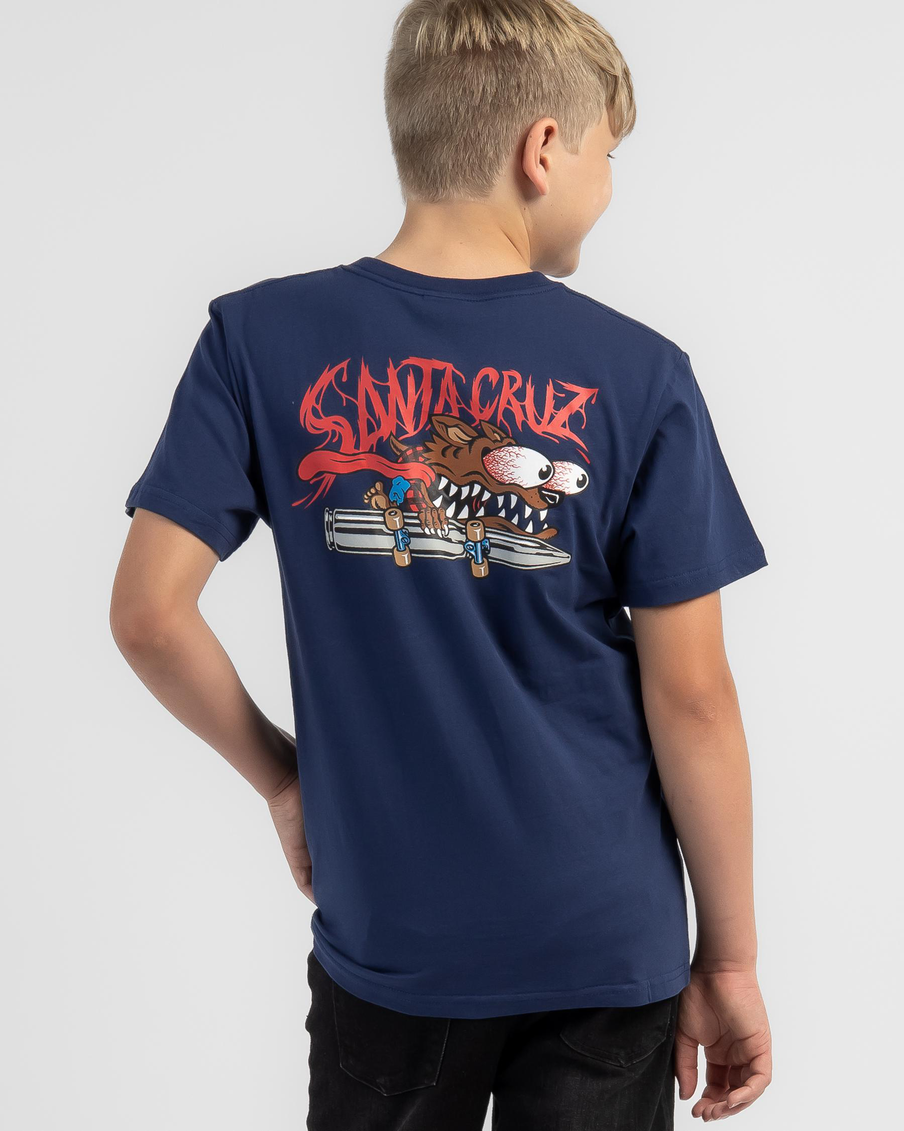 Shop Santa Cruz Boys' Wolf Slasher T-Shirt In Navy - Fast Shipping ...