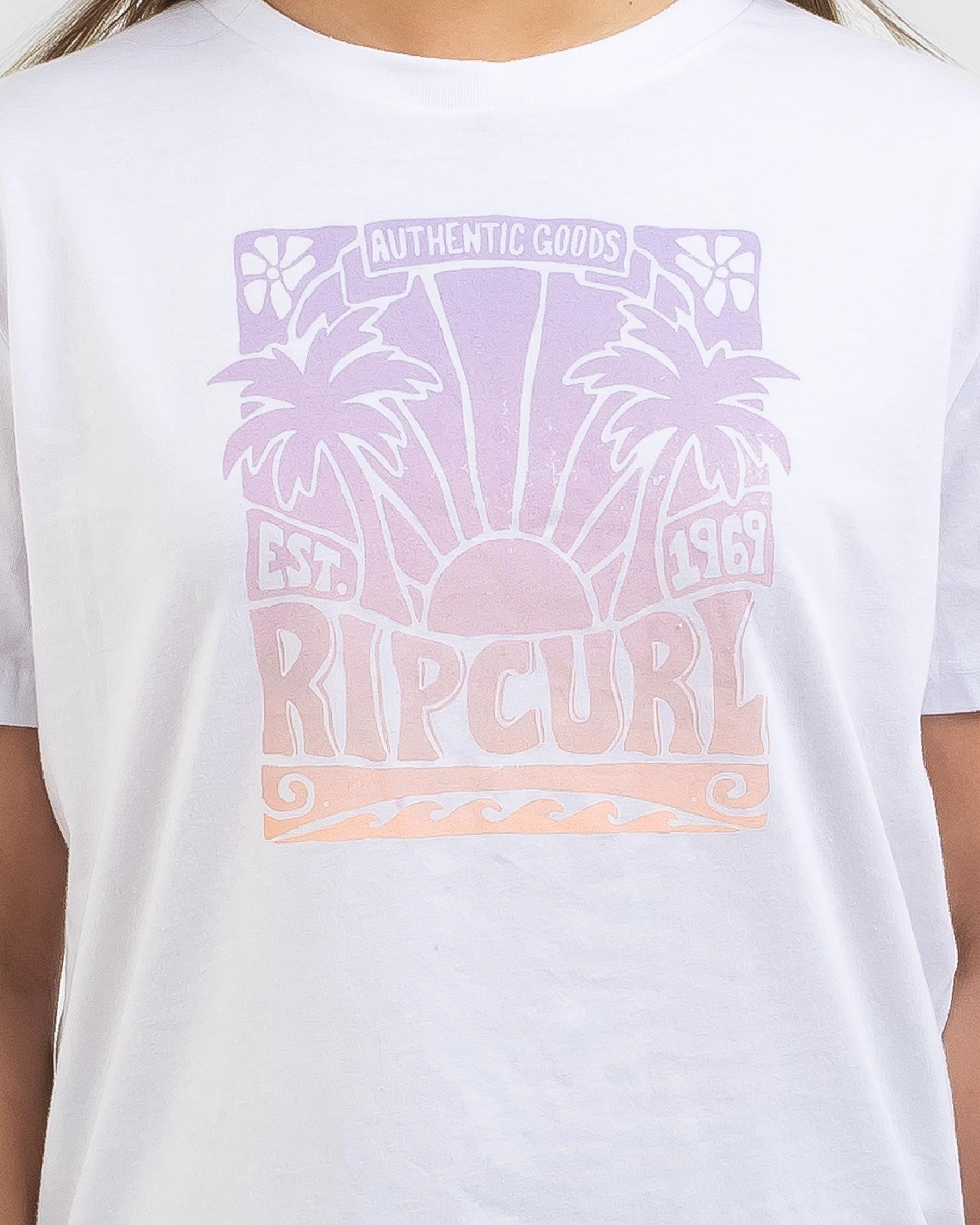 Shop Rip Curl Girls' Surf Check T-Shirt In Optical White - Fast ...