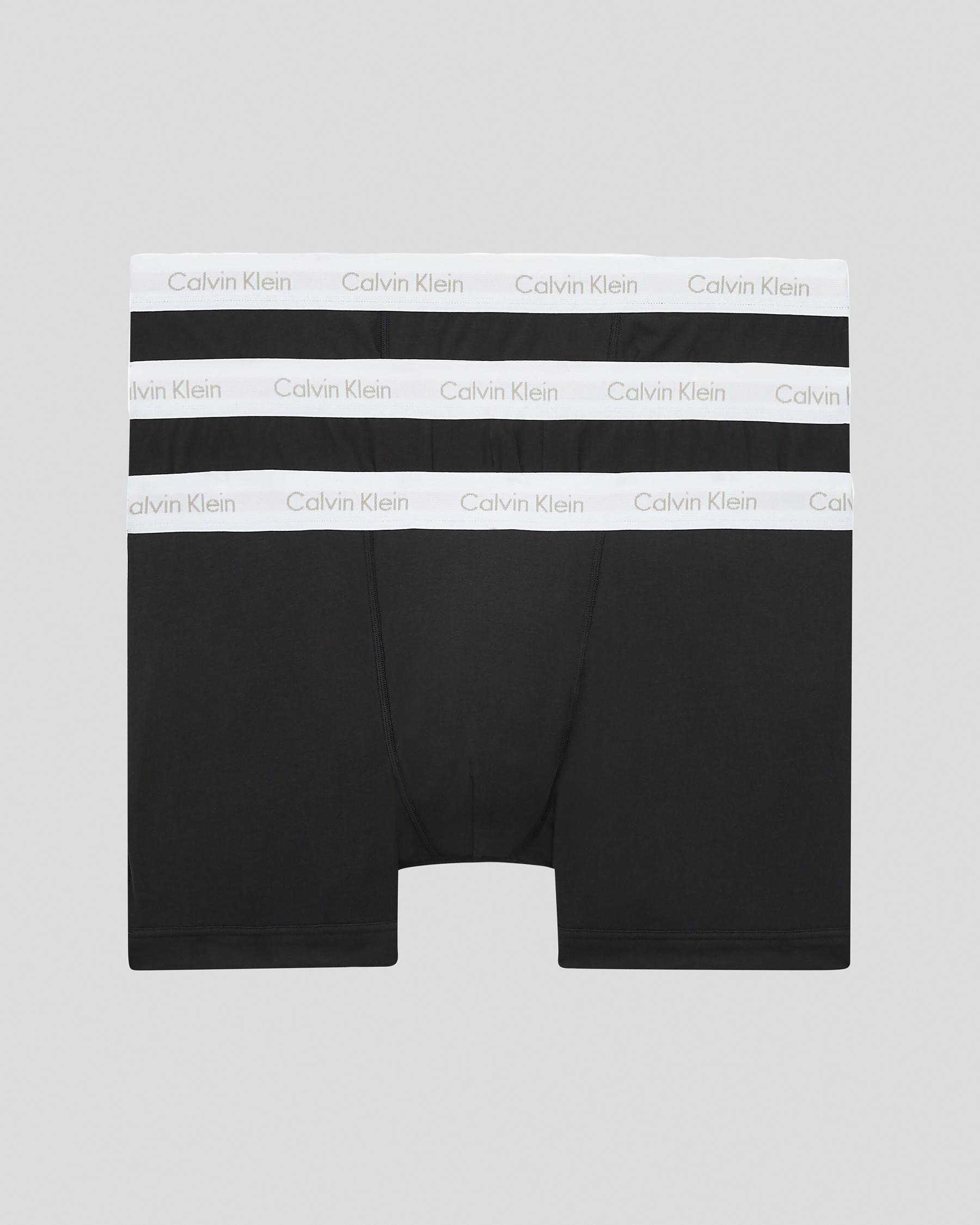 Shop Calvin Klein Cotton Stretch Trunks 3 Pack In Black - Fast Shipping ...