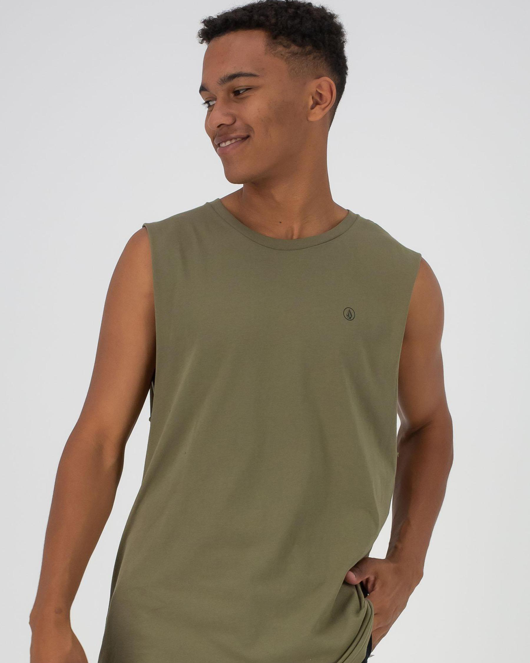 Shop Volcom Solid Muscle Tank In Army Combo - Fast Shipping & Easy ...