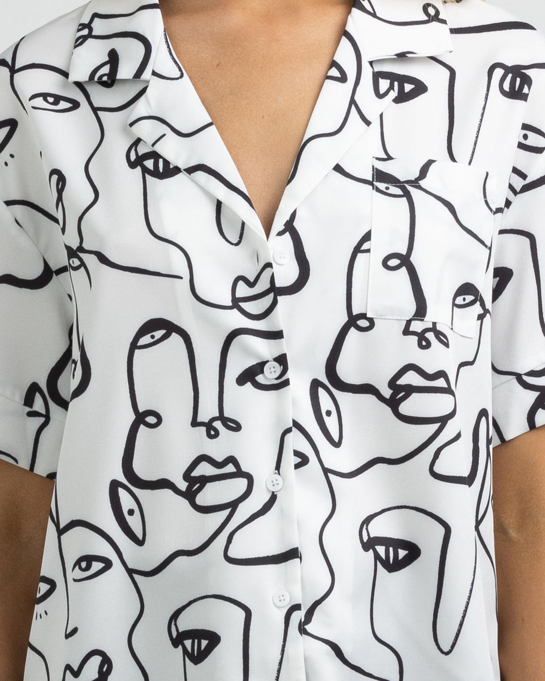 Shop MRKT. Face It Shirt In White/black - Fast Shipping & Easy Returns ...