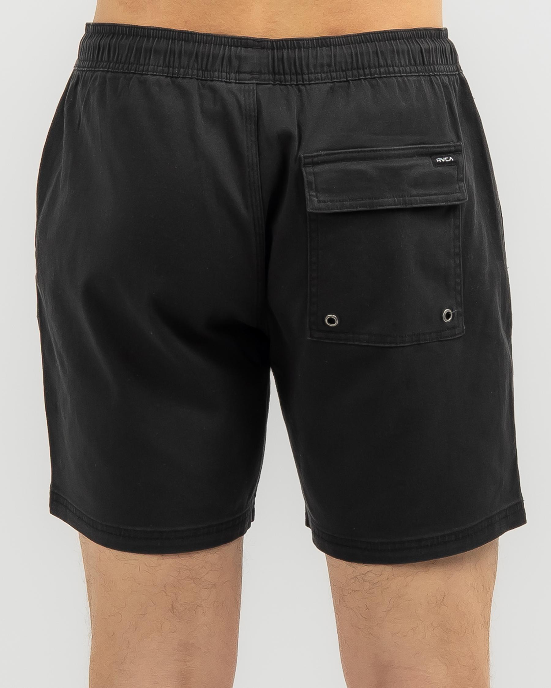 Shop RVCA Escape Corp Elastic Shorts In Black - Fast Shipping & Easy ...