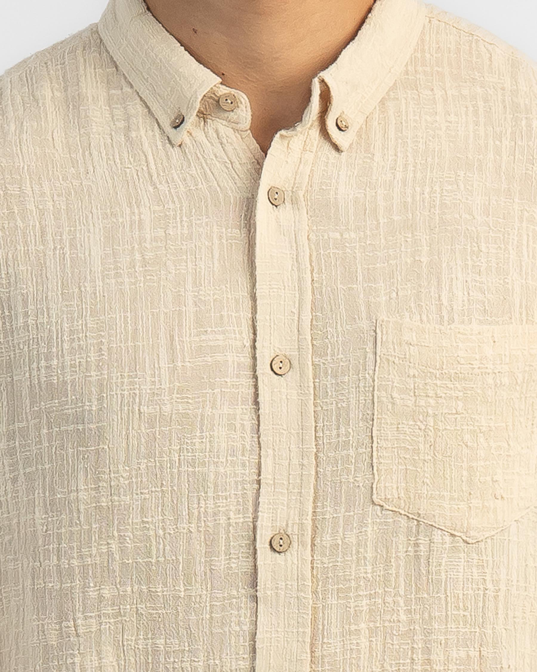 Shop Lucid Textured Short Sleeve Shirt In Tan - Fast Shipping & Easy ...