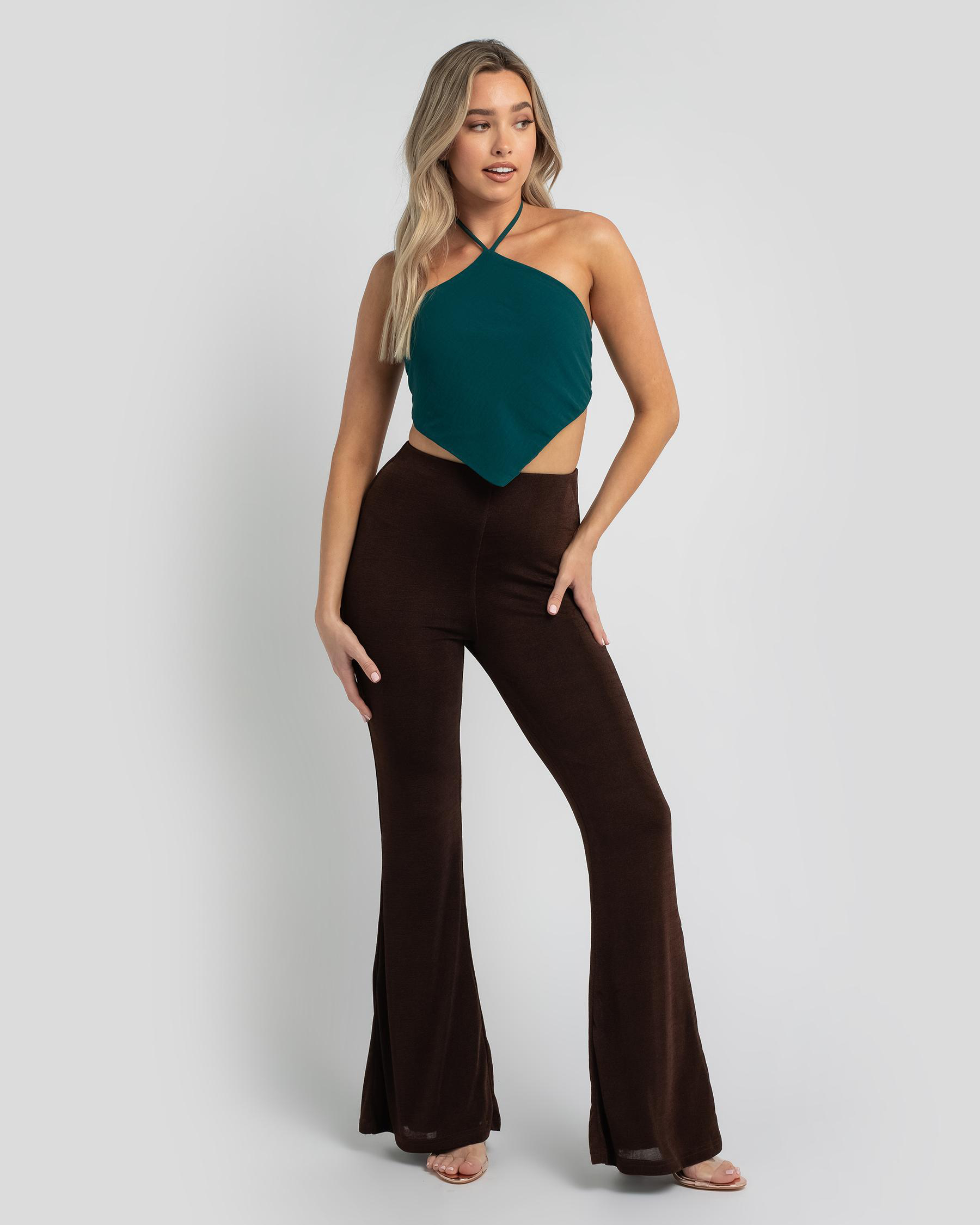 Shop Ava And Ever Antoinette Halter Top In Ultramarine Green - Fast ...