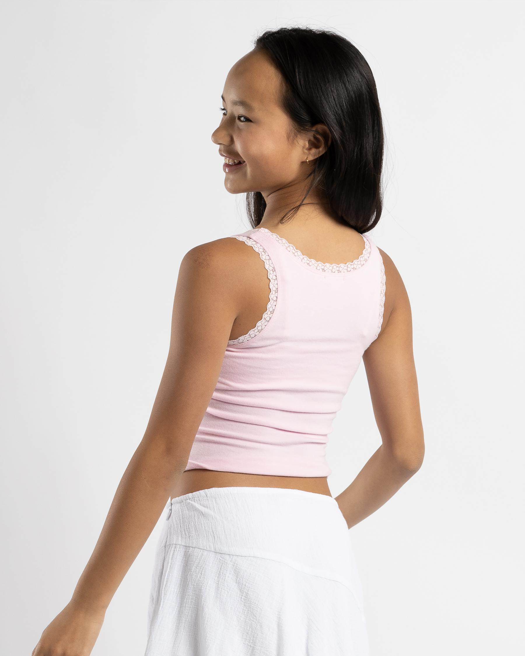 Shop Mooloola Girls' Ivy Lace Tank Top In Pink - Fast Shipping & Easy ...