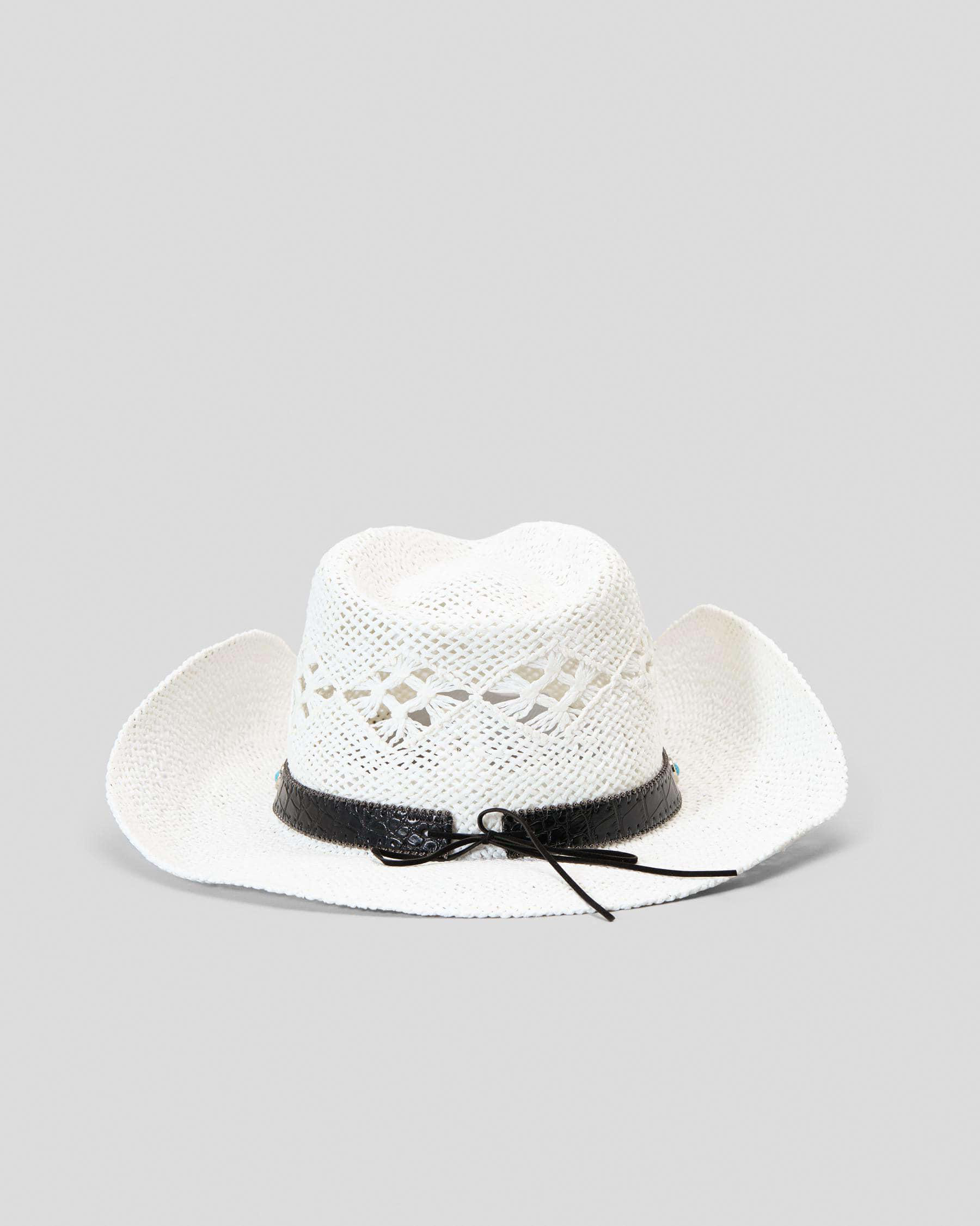 Shop Mooloola Ellison Cowgirl Hat In White - Fast Shipping & Easy ...