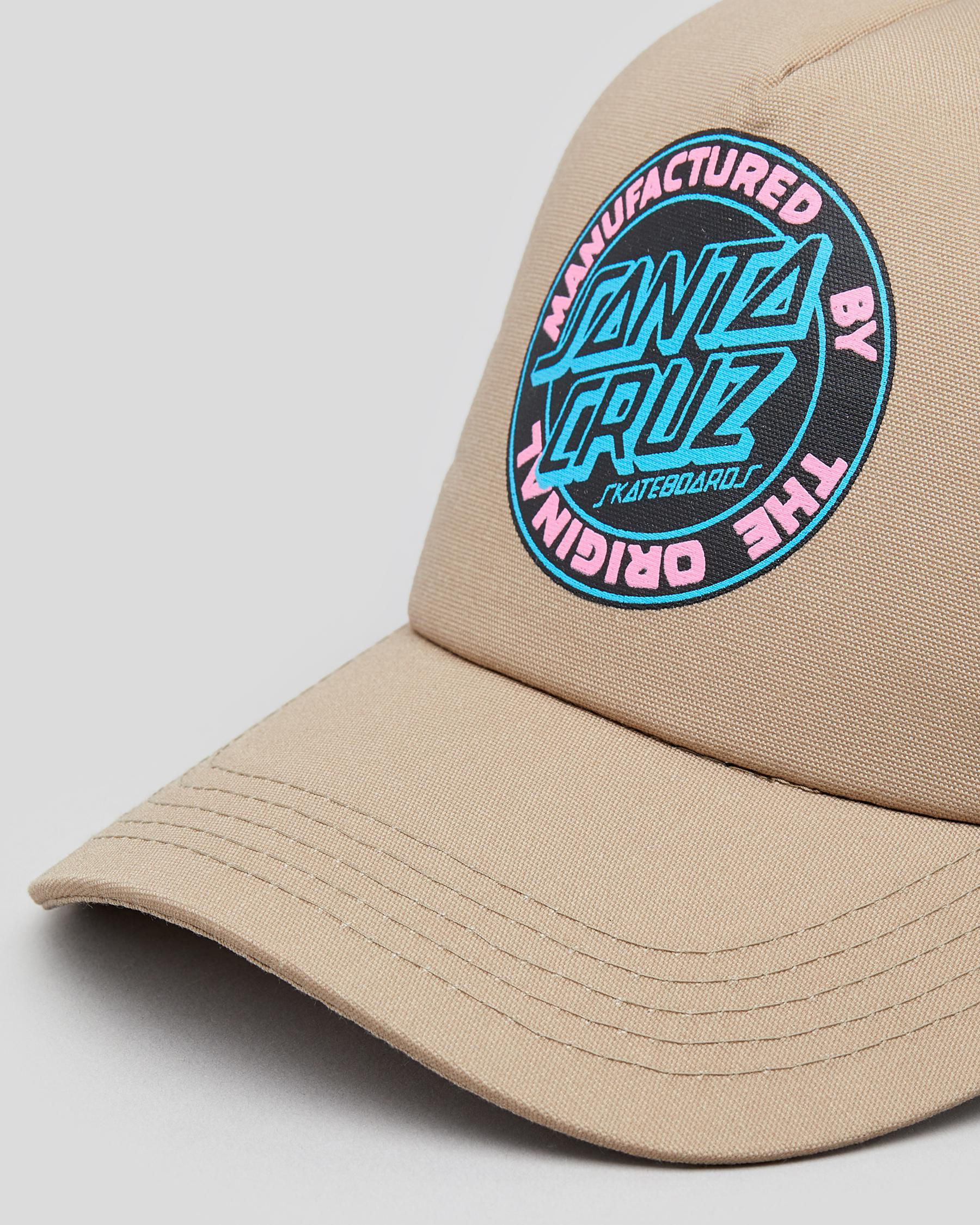 Shop Santa Cruz Original Dot Trucker Snap Back Cap In Cobble Stone ...