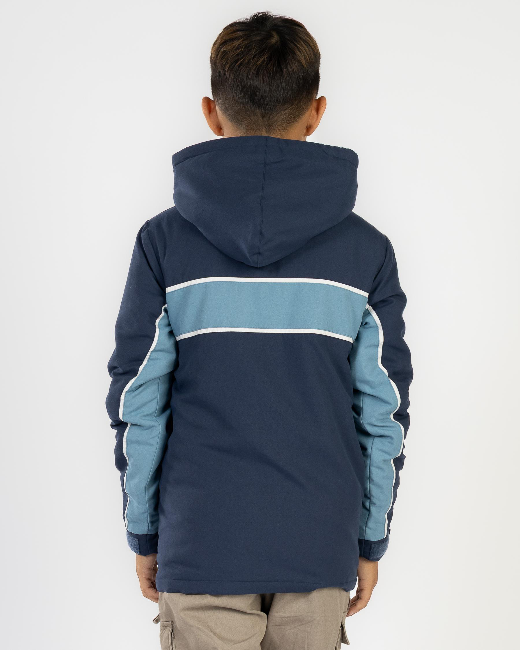 Shop Jacks Boys' Linear Hooded Jacket In Slate Blue - Fast Shipping ...