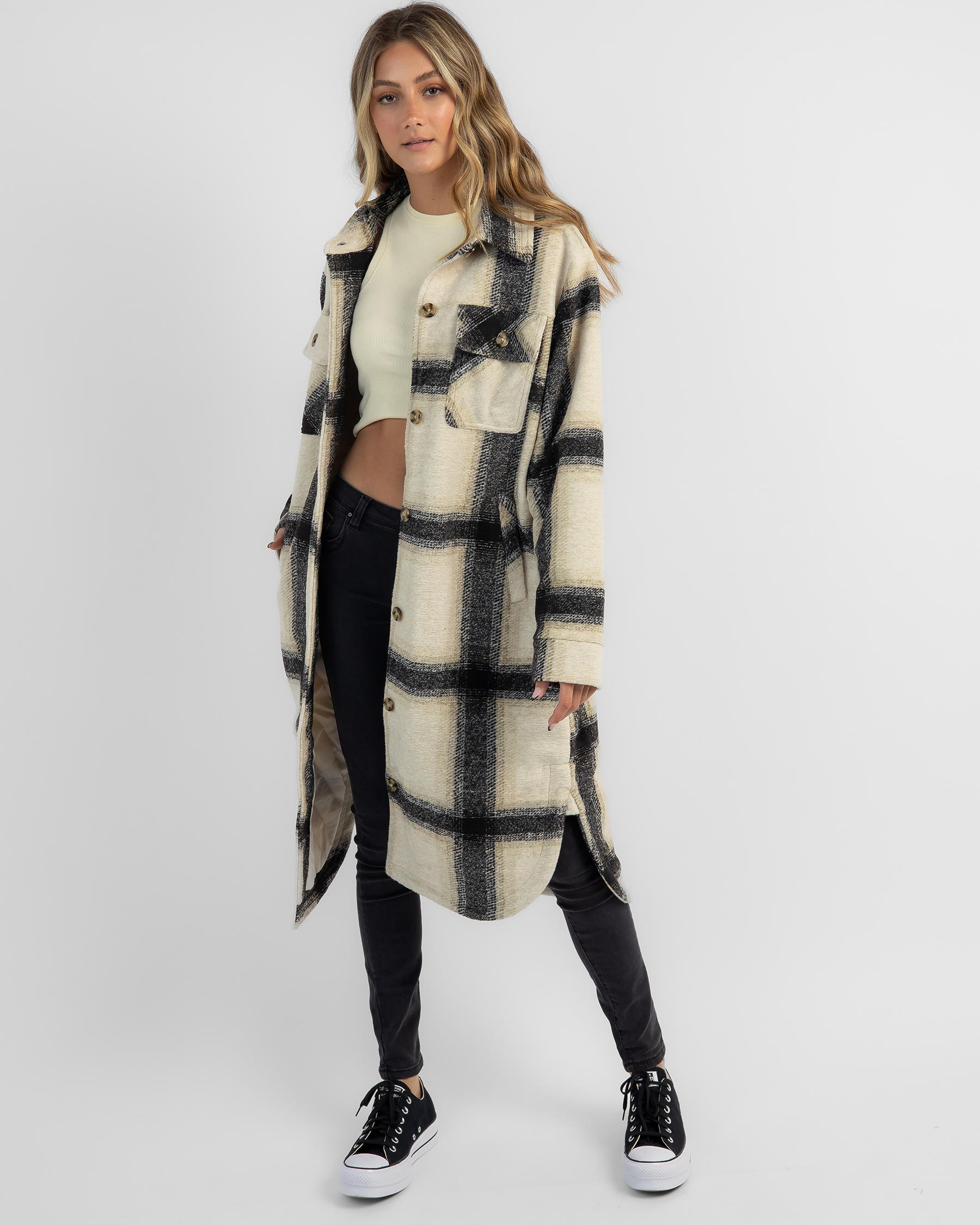 Shop Rip Curl Check Jacket In Bone - Fast Shipping & Easy Returns ...